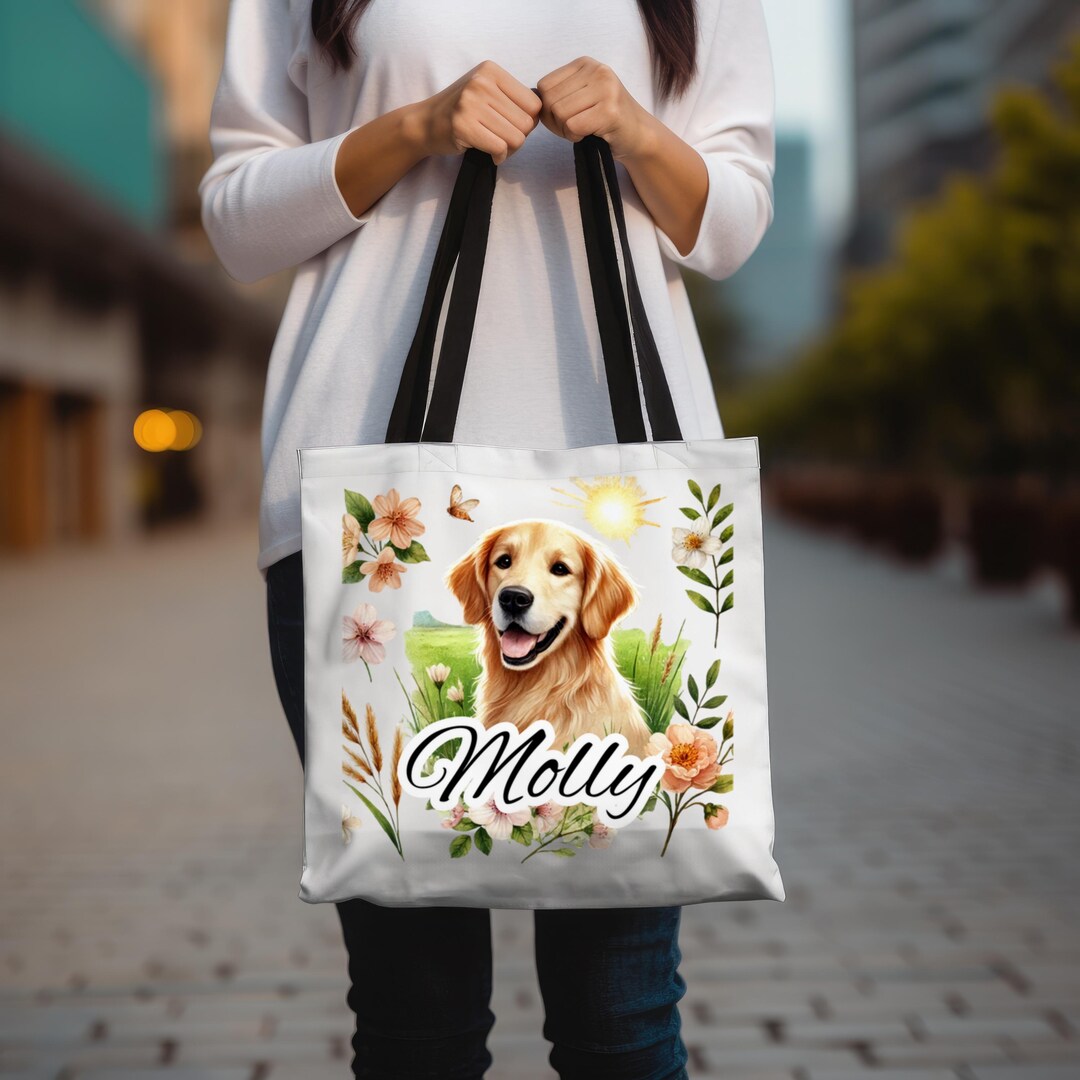 Personalized Golden Retriever Dog Mom Tote Bag, Custom Dog Lover Gift ...