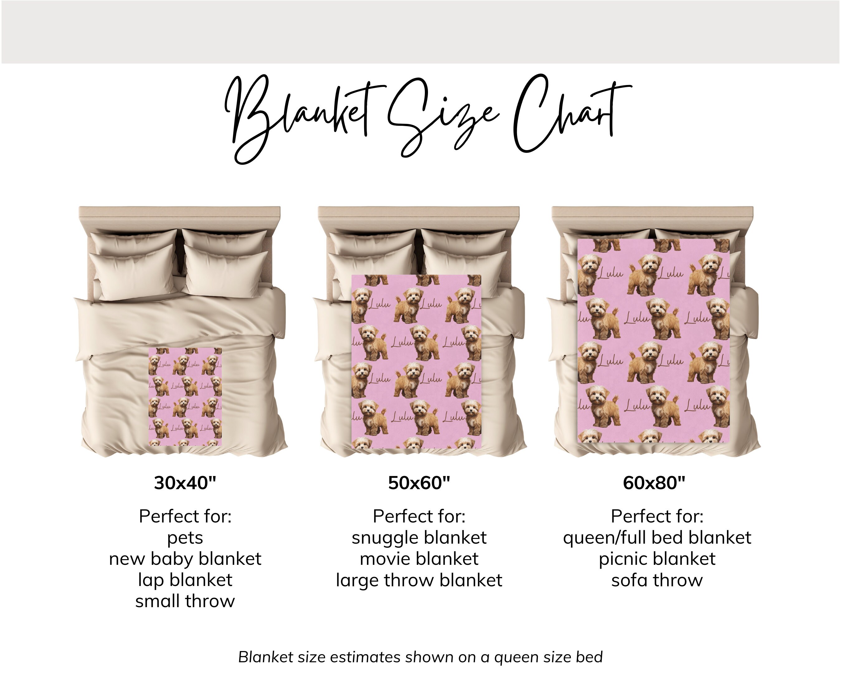 Cavapoo Custom Dog Blanket, Doodle Dog Pet Blanket With Name. Custom ...