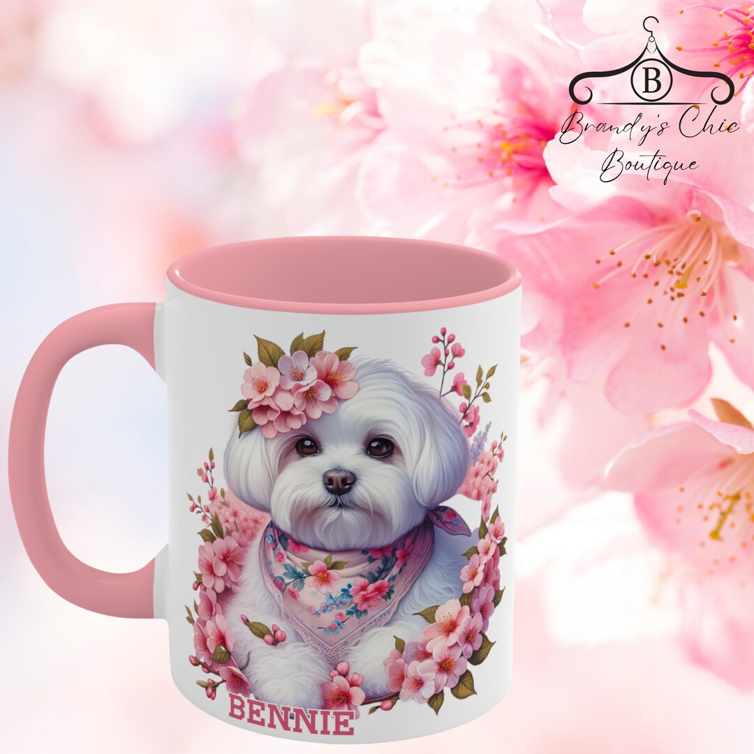 Personalized Maltese Mug, Maltese Spring Coffee Mug, Custom Maltese ...