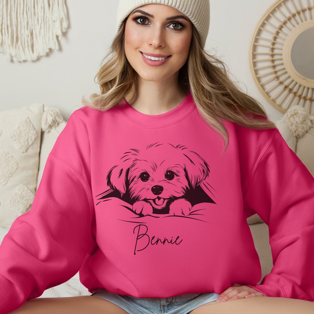 Personalized Maltese Dog Sweatshirt for Maltipoo Dog Mom, Custom Gift ...