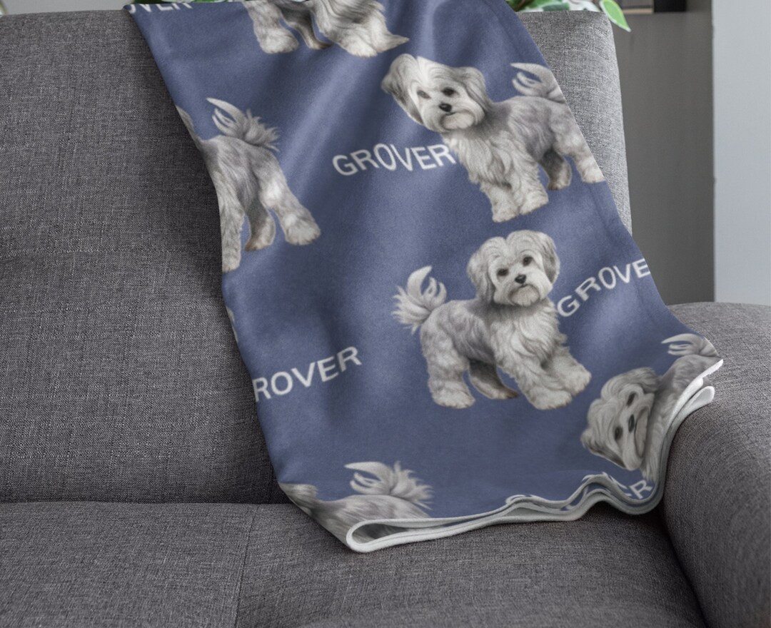 Maltipoo Dog Blanket With Name, Custom Cavapoo Dog Pet Blanket With ...