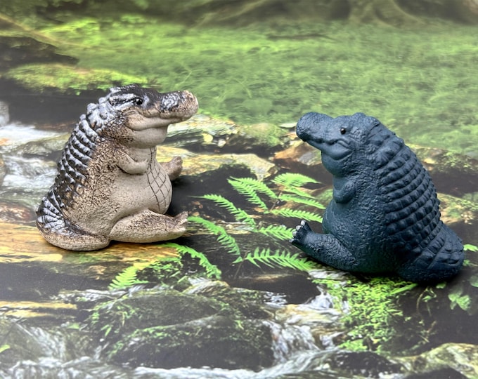 Vintage Redware Ceramic Glazed Clay Alligator/ Crocodile Figurine ...