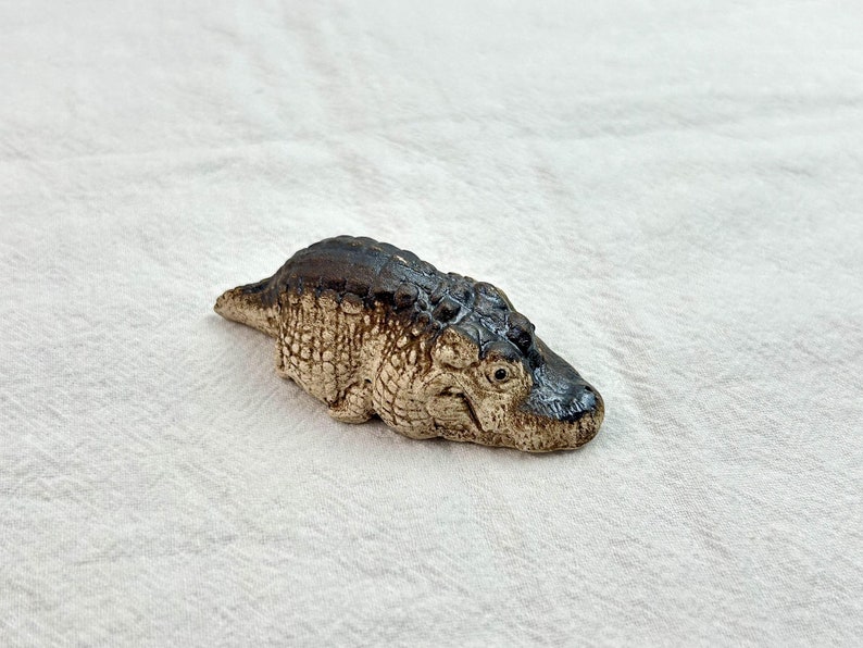 The Chubby Reclining Crocodile Sculpture, Clay Alligator Statue ...