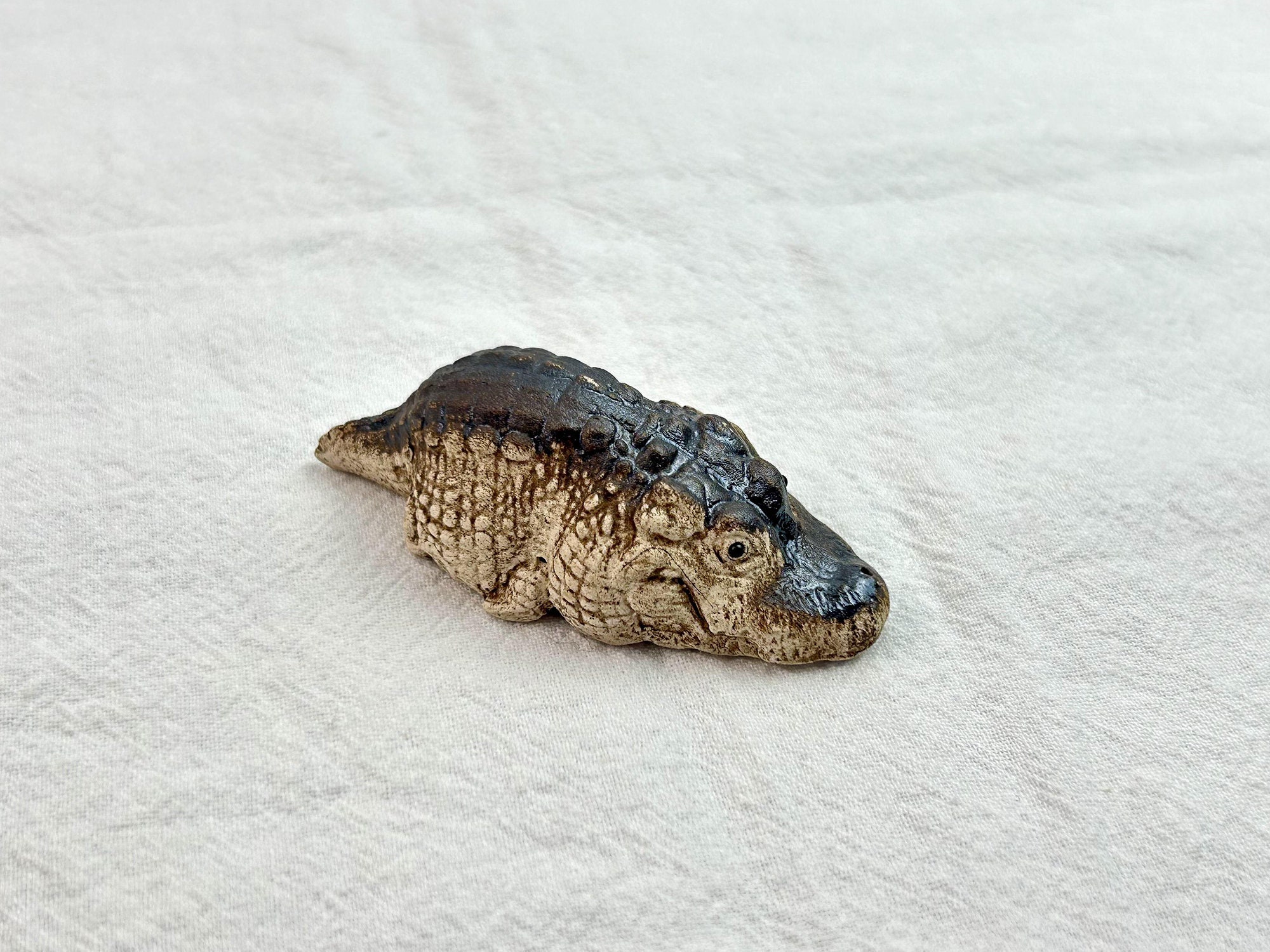 The Chubby Reclining Crocodile Sculpture, Clay Alligator Statue ...