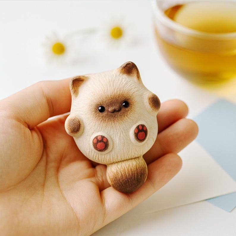 Cute Siamese Cat Tea Pet Figurine, Handmade Ceramic Cat for Gongfu Tea ...