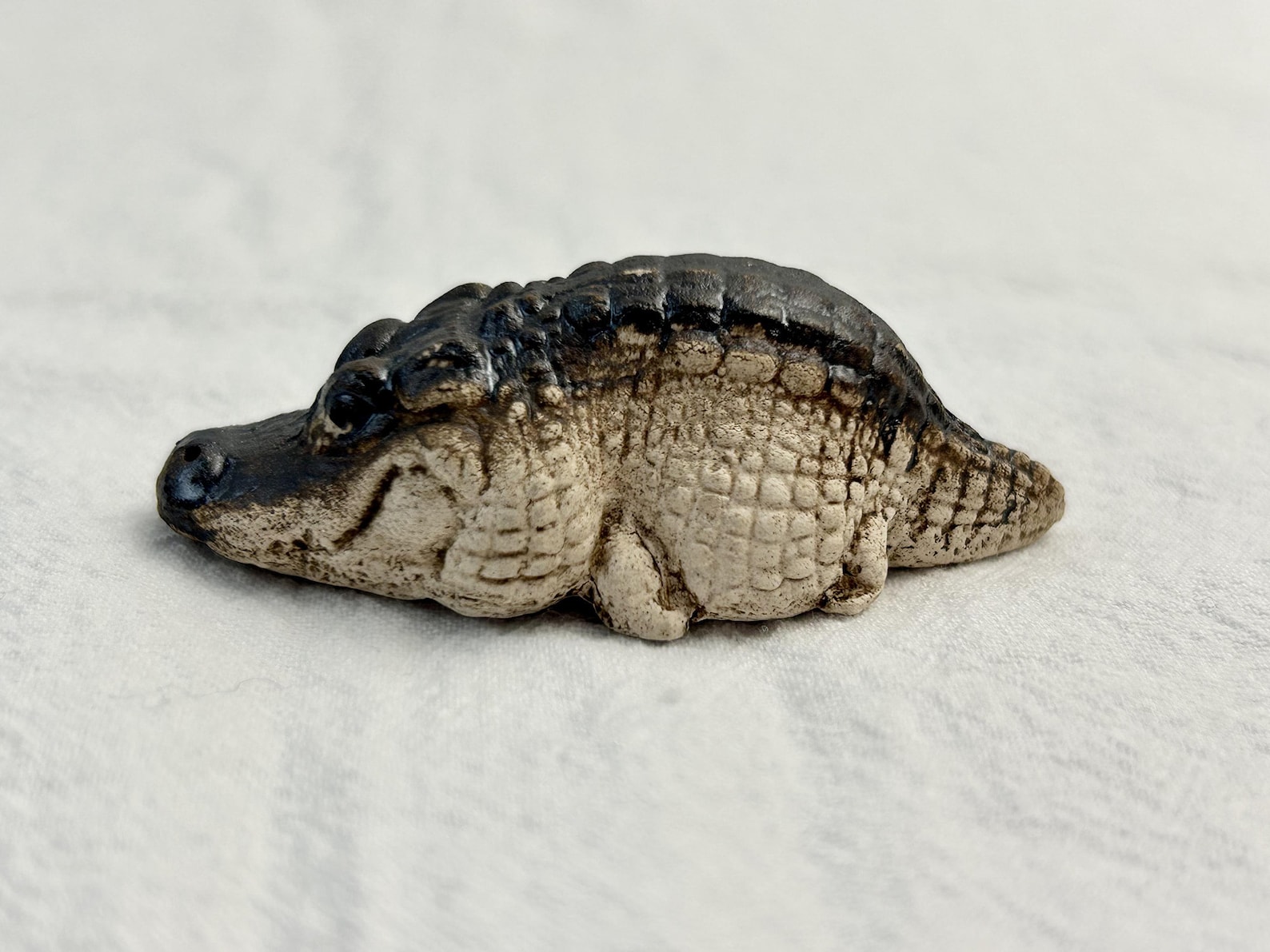The Chubby Reclining Crocodile Sculpture, Clay Alligator Statue ...