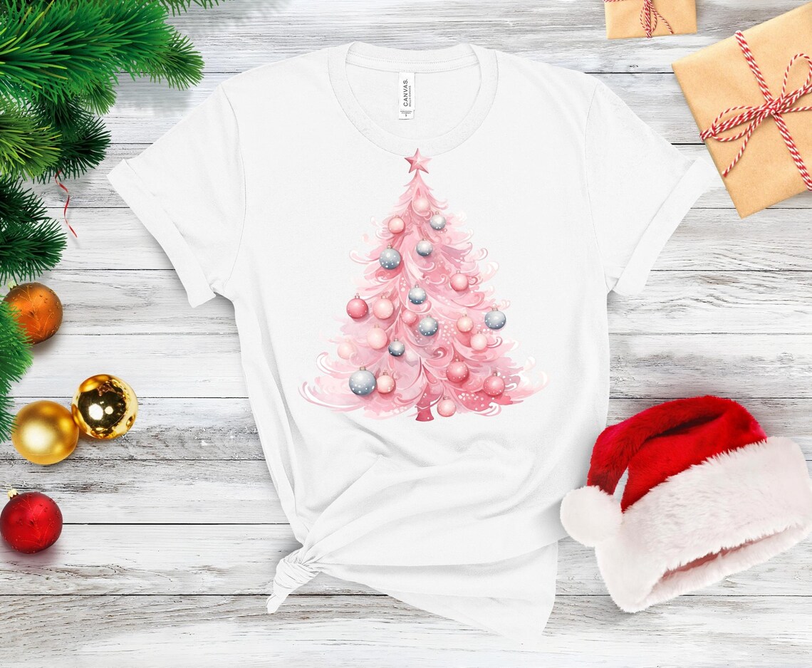 Pink Christmas Trees Clipart, Watercolor Clipart, Christmas Watercolor ...