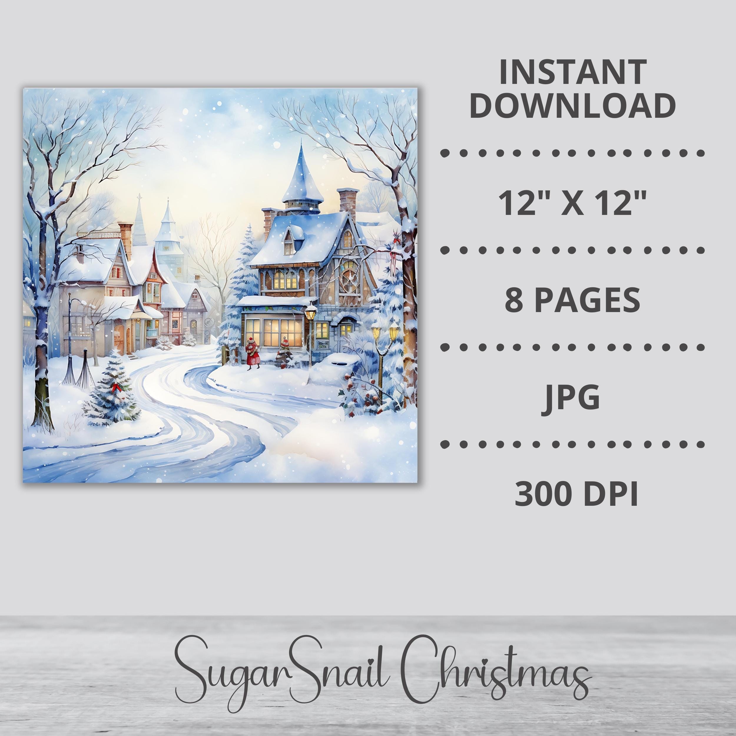Christmas Winter Scene Digital Paper, Christmas Scenes, Christmas ...