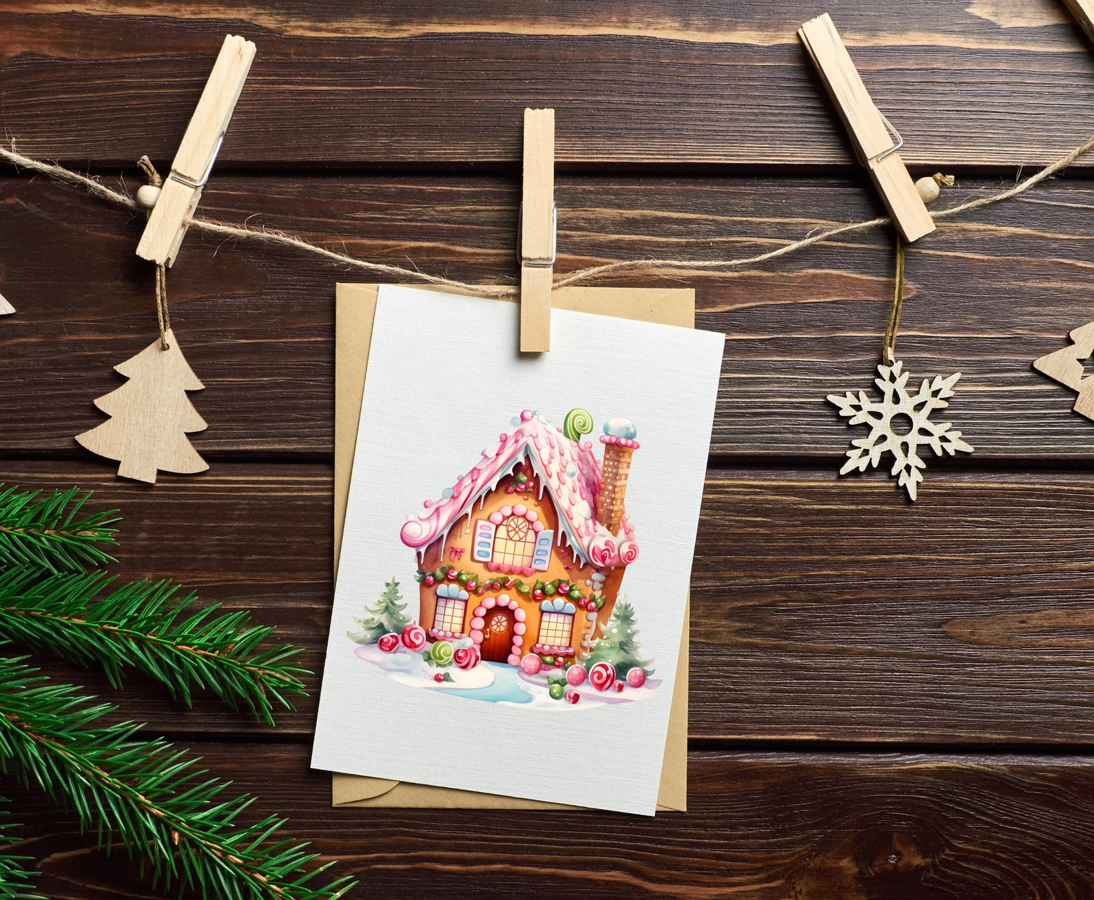 Gingerbread Houses Clipart, Watercolor Clipart, Christmas Watercolor ...