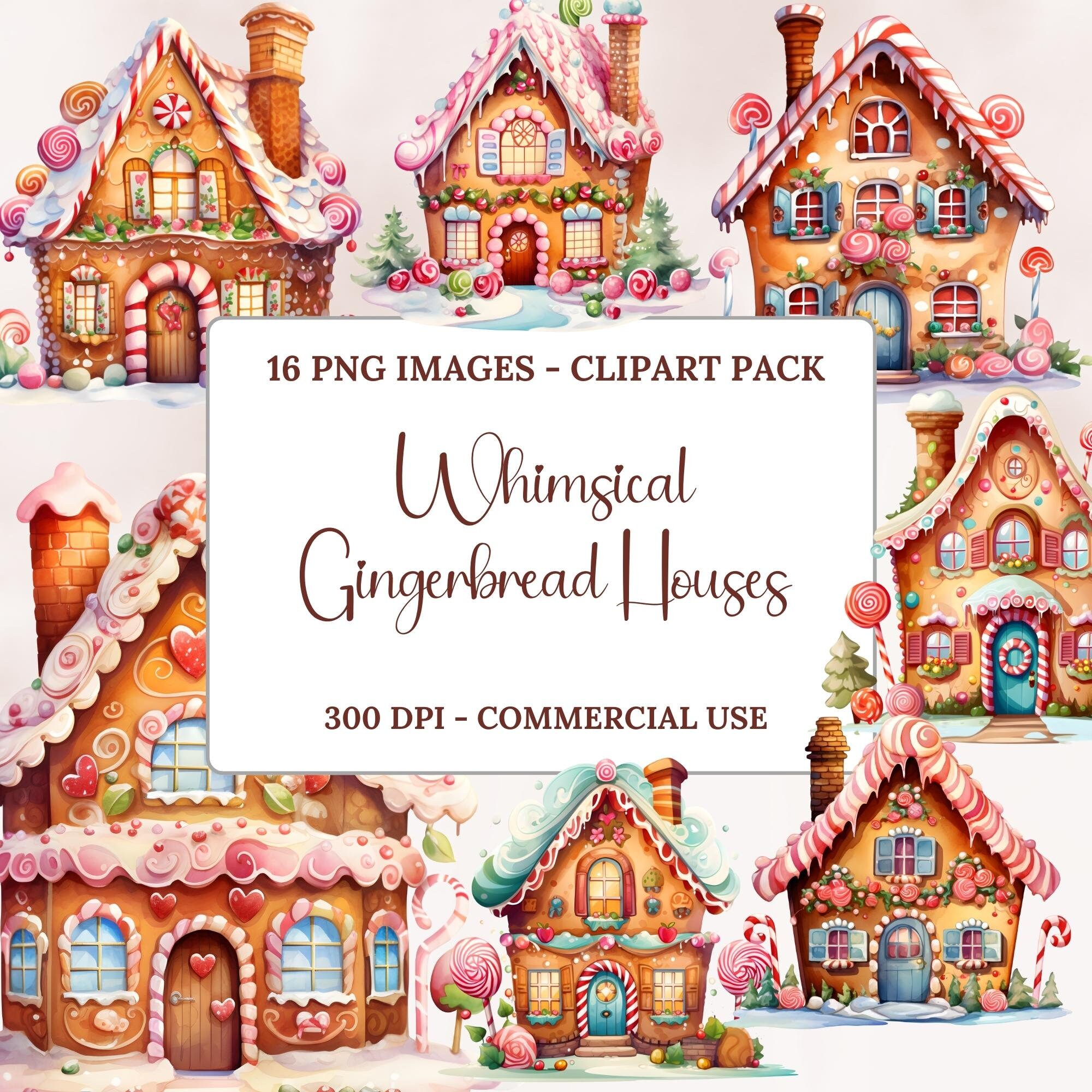 Gingerbread Houses Clipart, Watercolor Clipart, Christmas Watercolor ...