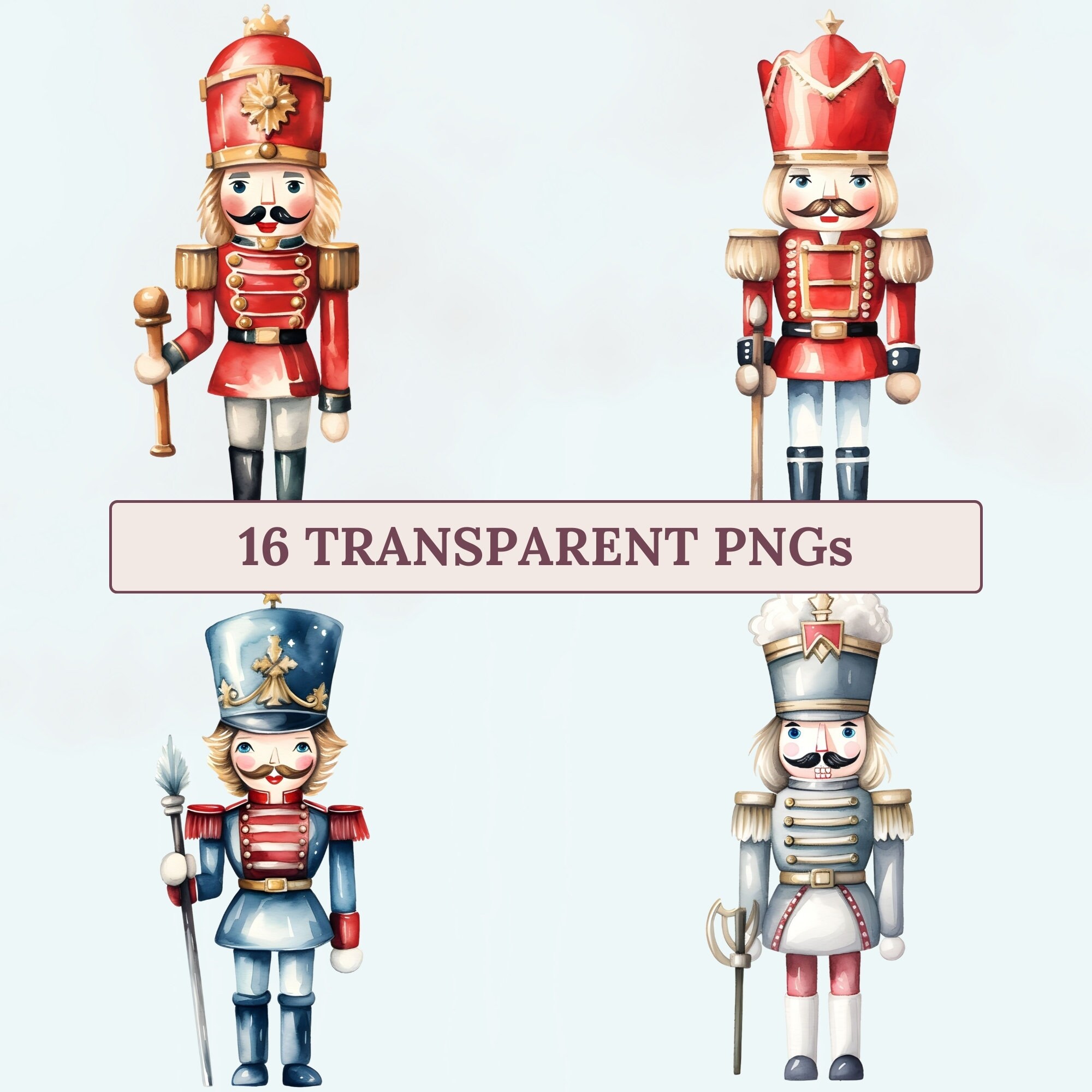 Christmas Nutcracker Clipart, Watercolor Clipart, Christmas Watercolor ...