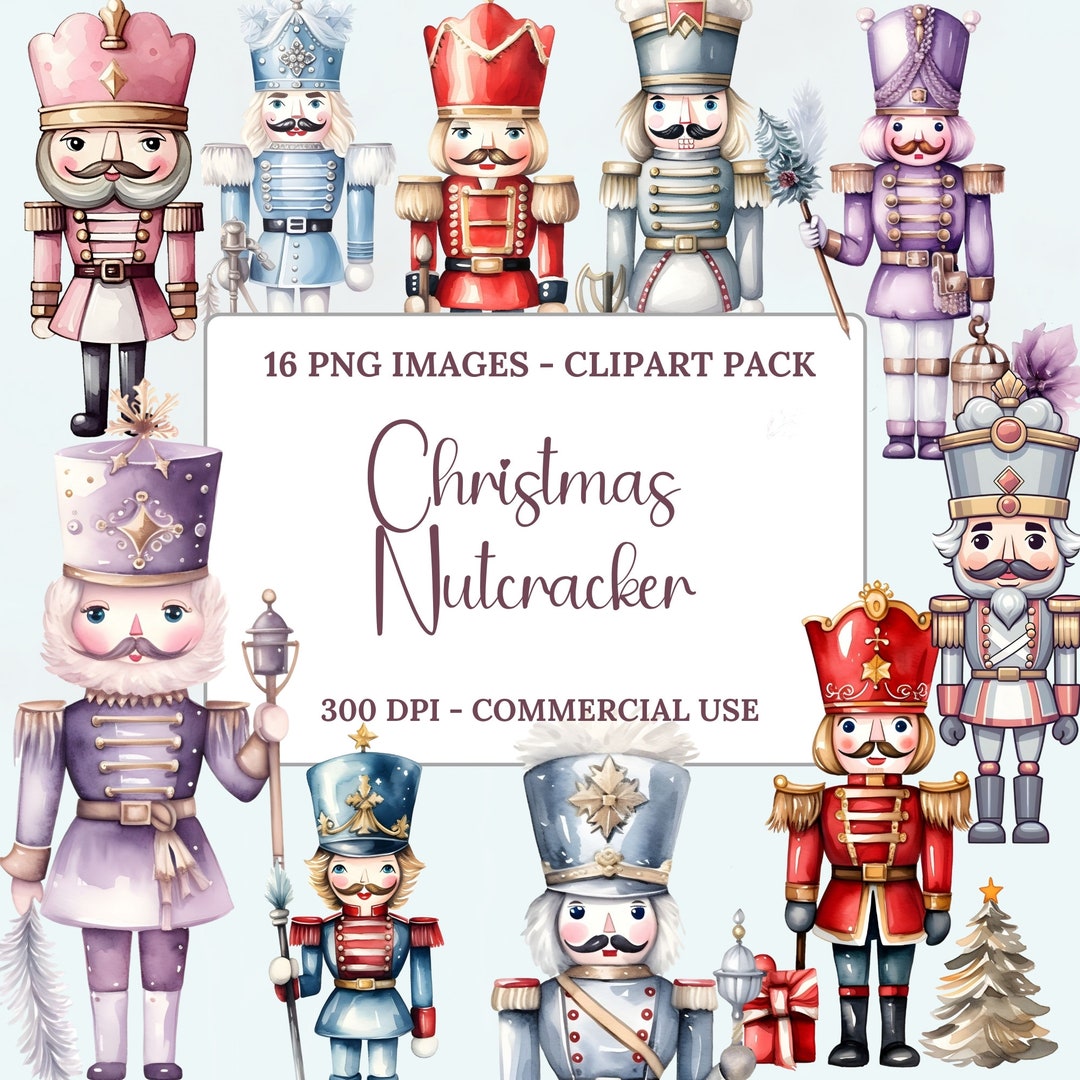 Christmas Nutcracker Clipart, Watercolor Clipart, Christmas Watercolor ...