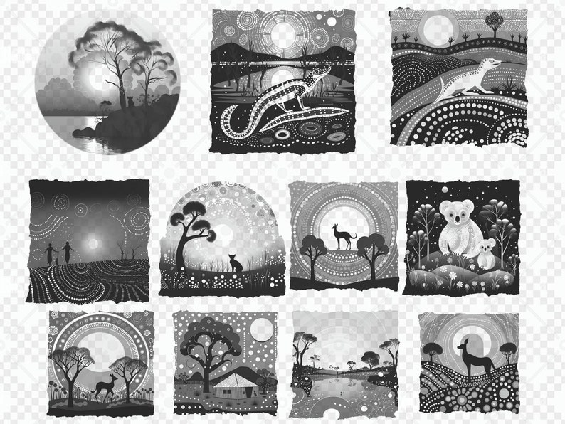 Aboriginal Art - Clip Art Transparent | 5 Digital File Types | Color ...