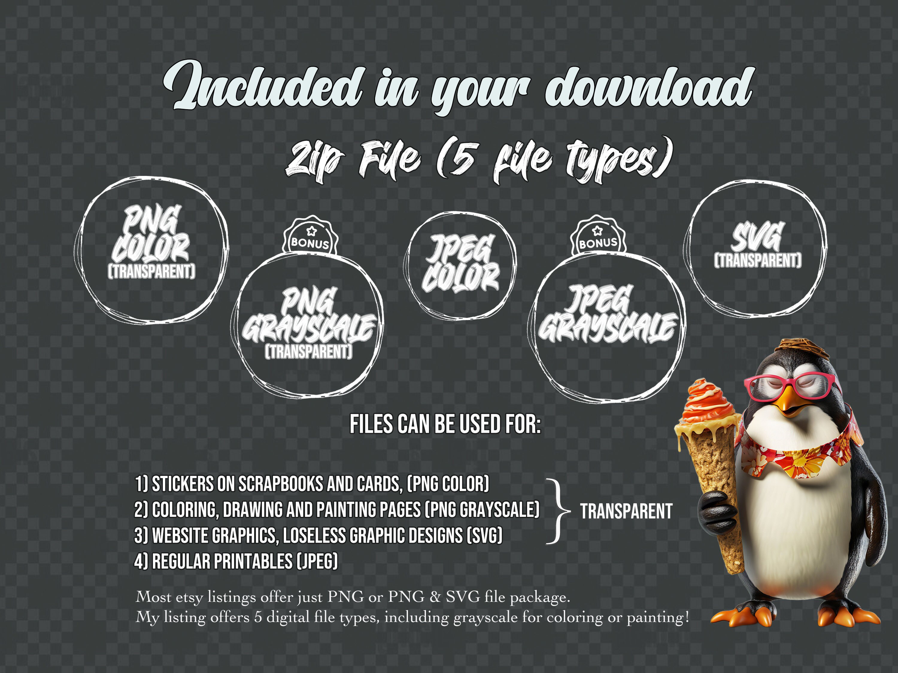 22 Icy Penguin - Ice Cream Clip Art | 5 Digital File Types | Color ...