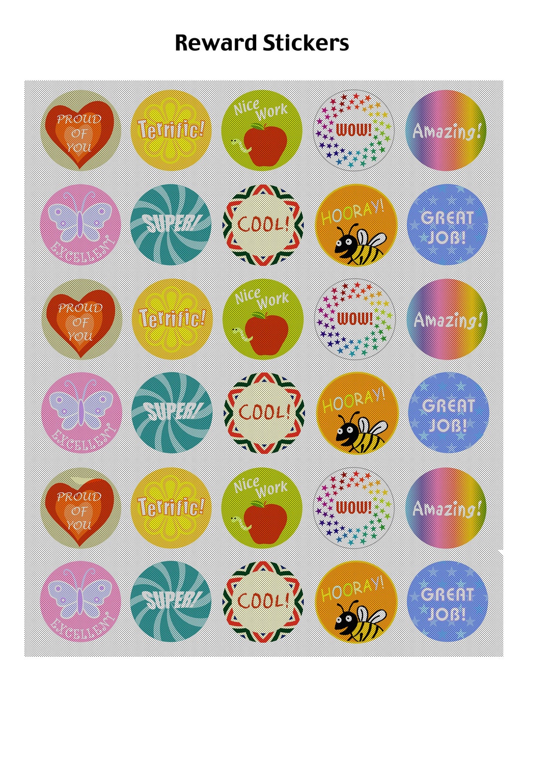 Set of 10 Colorful Reward Stickers With Words of Affirmation - High ...