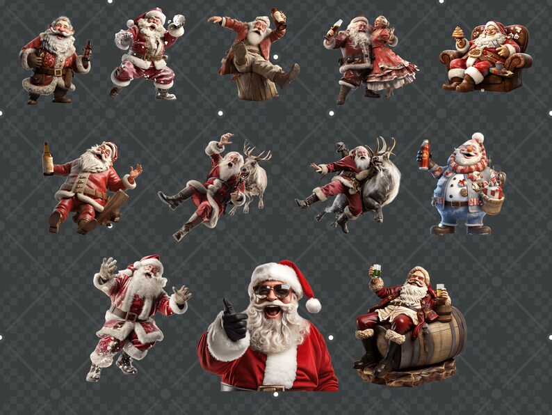 55 Drunken Santa - Christmas Clip Art | 5 Digital File Types | Color ...
