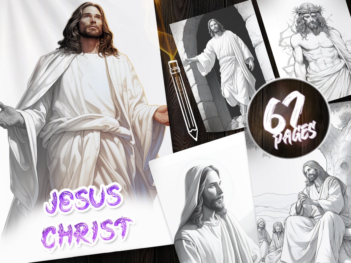 67 Pages of Jesus Christ | Coloring Book Pages | 4 Different Versions ...