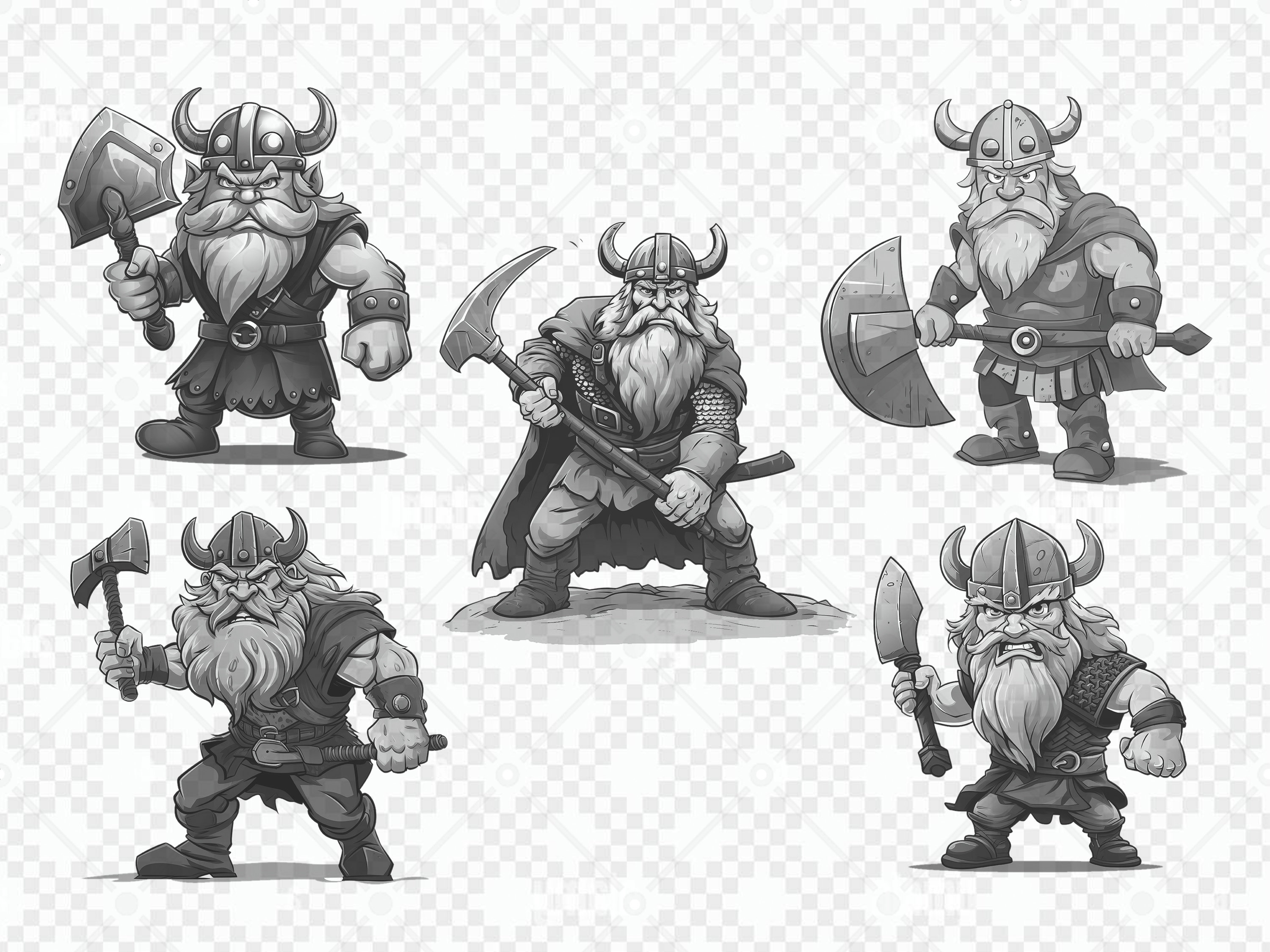 Mad Vikings - Clip Art Transparent | 5 Digital File Types | Color ...