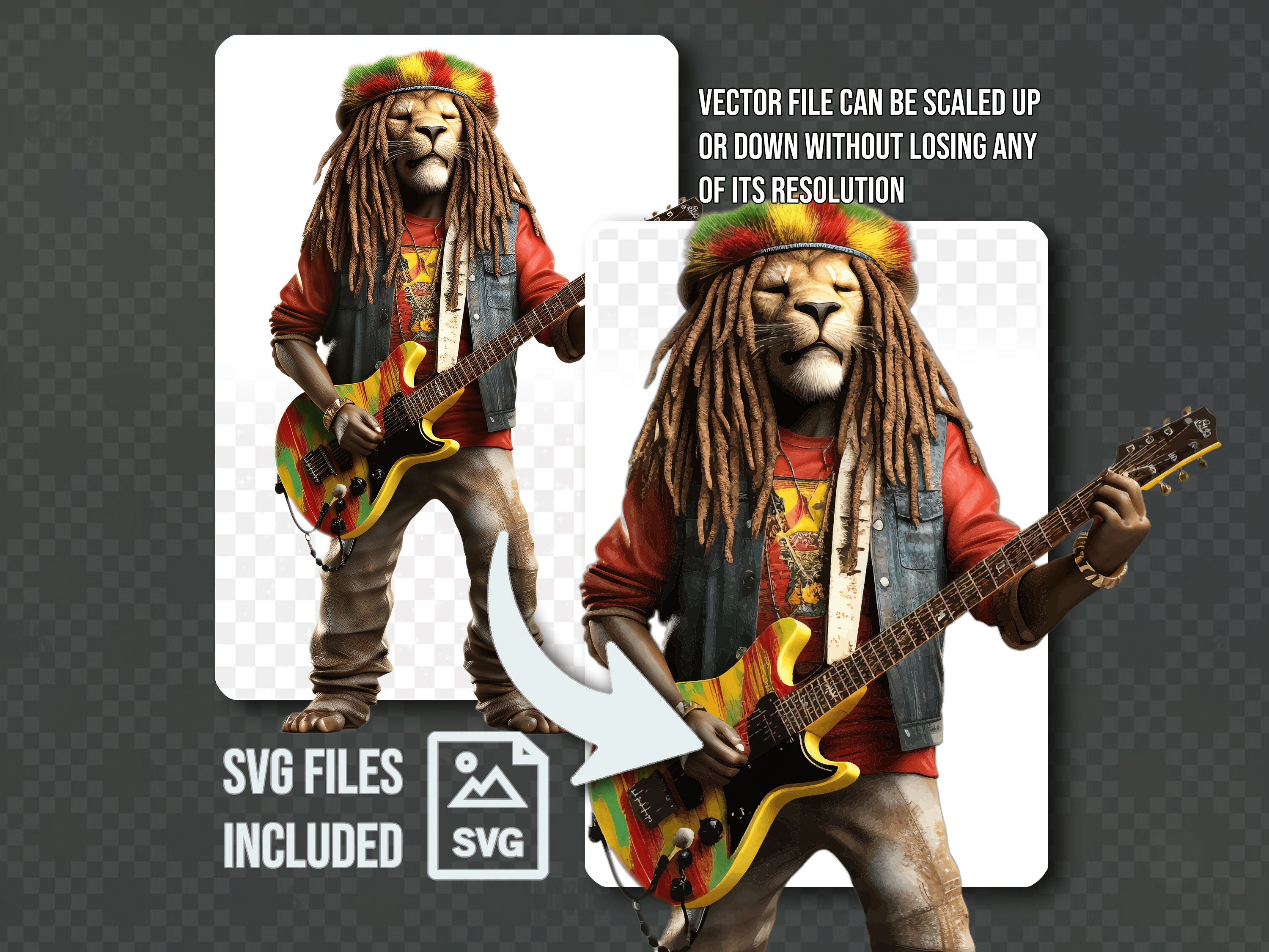 32 Rasta Lion Reggae Clip Art 5 Digital File Types Color & Grayscale ...