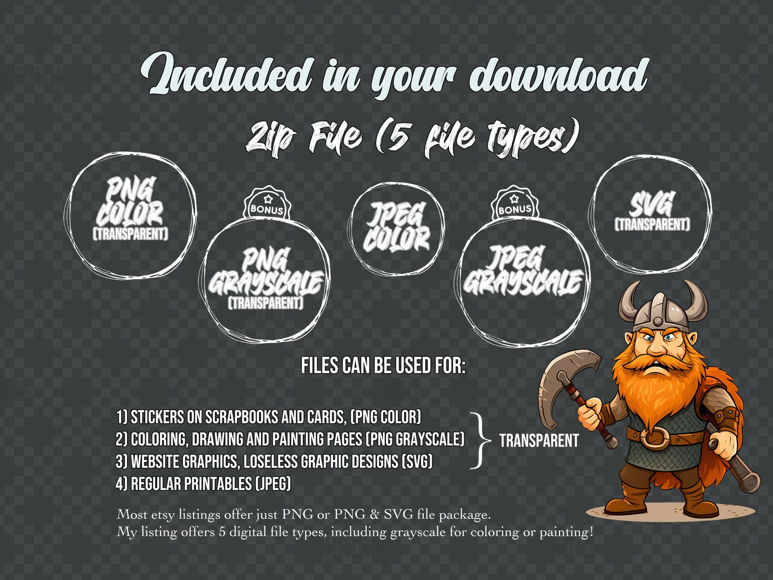 Mad Vikings - Clip Art Transparent | 5 Digital File Types | Color ...