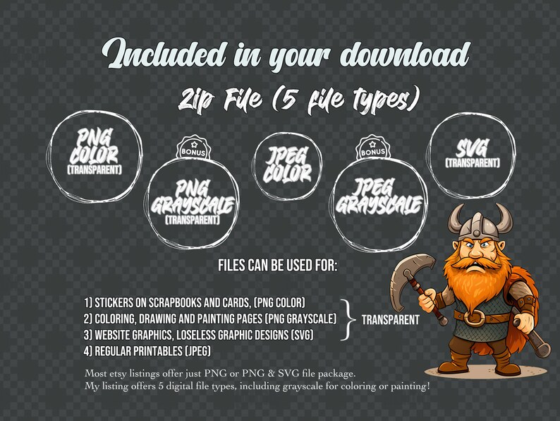Mad Vikings - Clip Art Transparent | 5 Digital File Types | Color ...