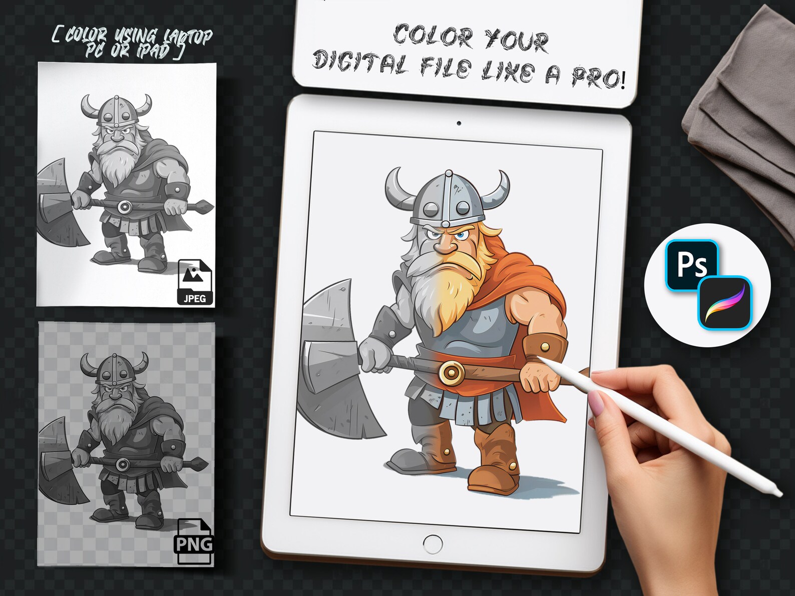 Mad Vikings - Clip Art Transparent | 5 Digital File Types | Color ...
