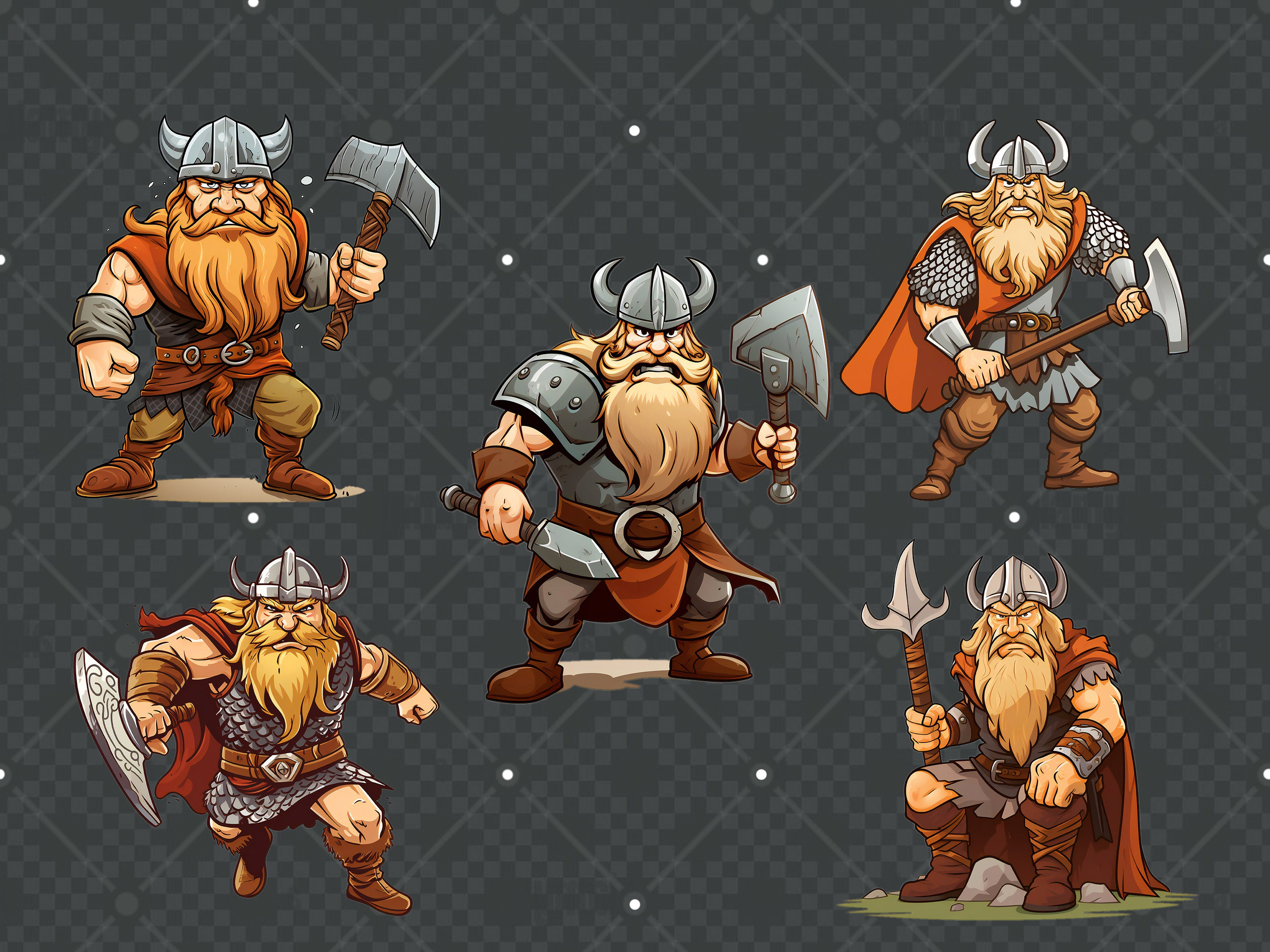 Mad Vikings - Clip Art Transparent | 5 Digital File Types | Color ...