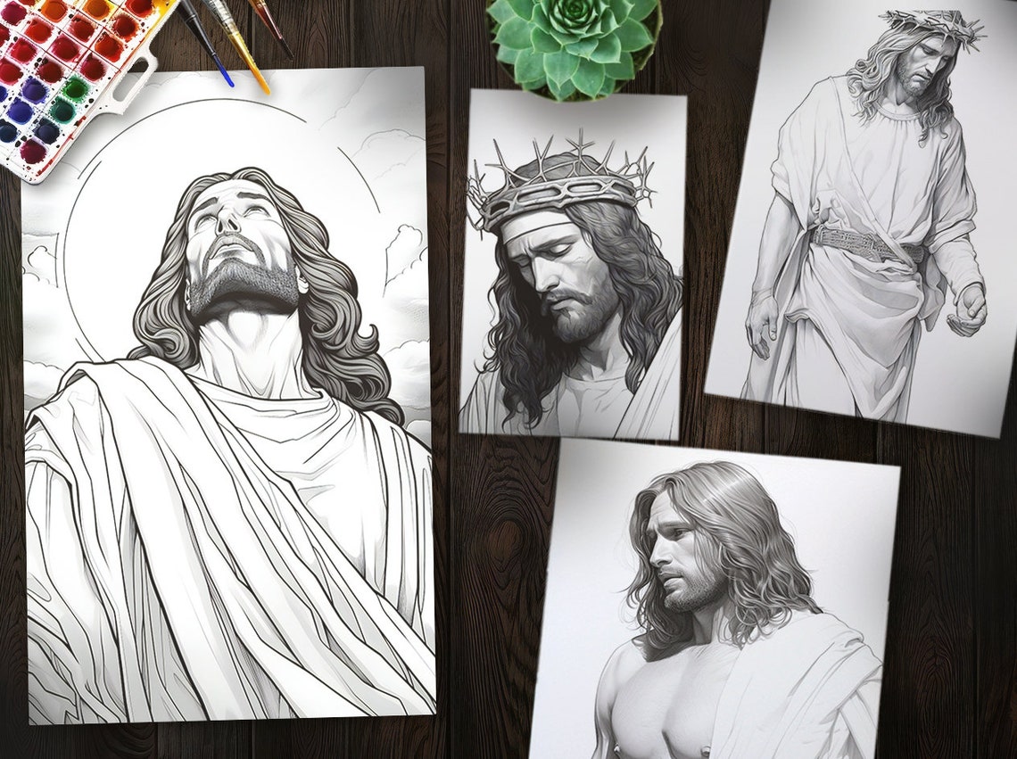 67 Pages of Jesus Christ | Coloring Book Pages | 4 Different Versions ...