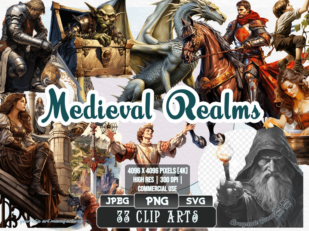Medieval Realms - Middle Ages Clip Art | 5 Digital File Types | Color ...