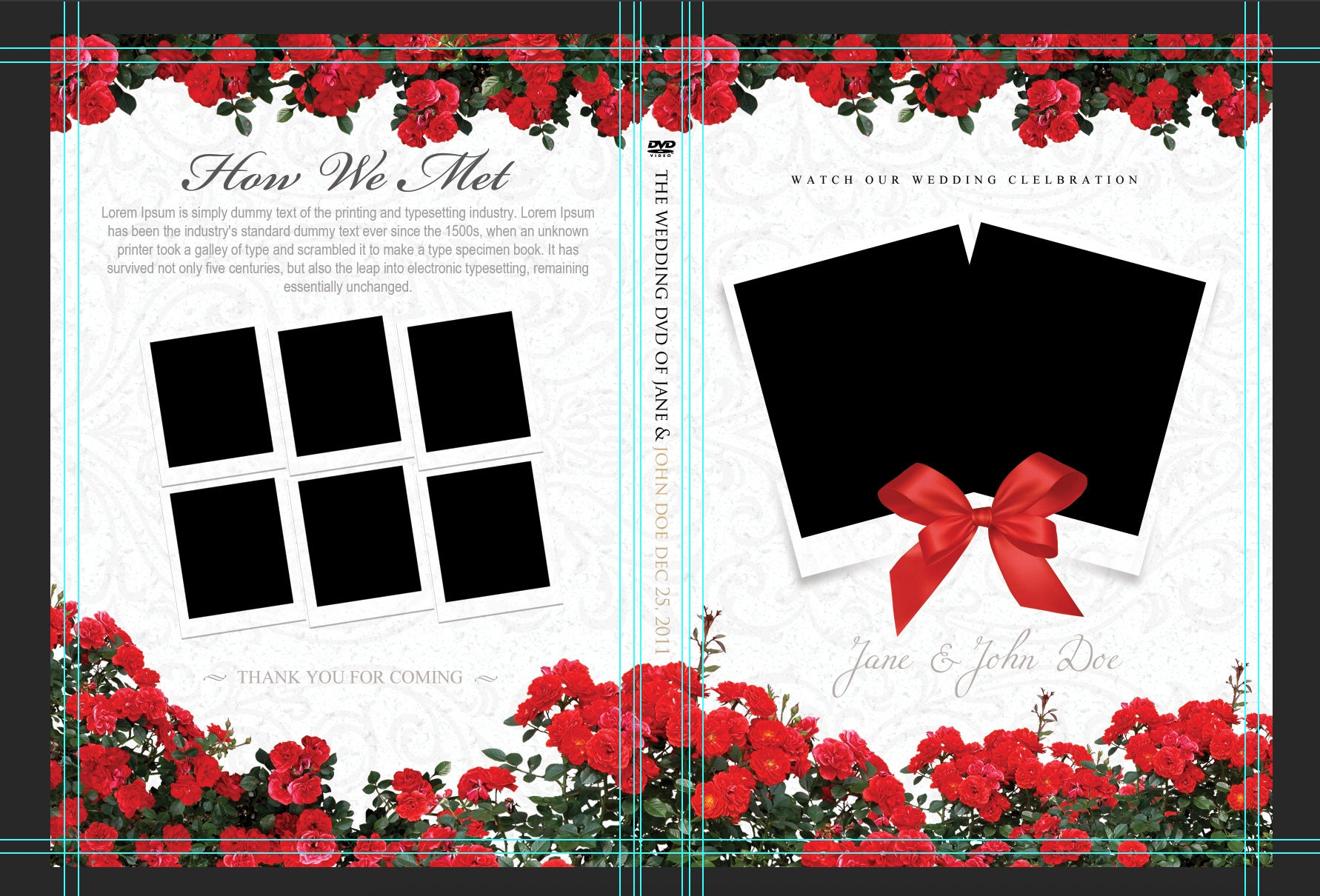Red-white Themed Wedding DVD Cover Template | DVD Label |300dpi | CMYK ...