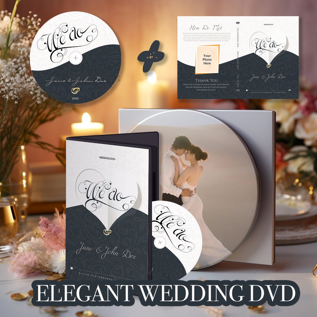 Elegant Wedding DVD Cover Template | DVD Label |300dpi | CMYK | 3mm Bleed | Diy Wedding Dvd ...