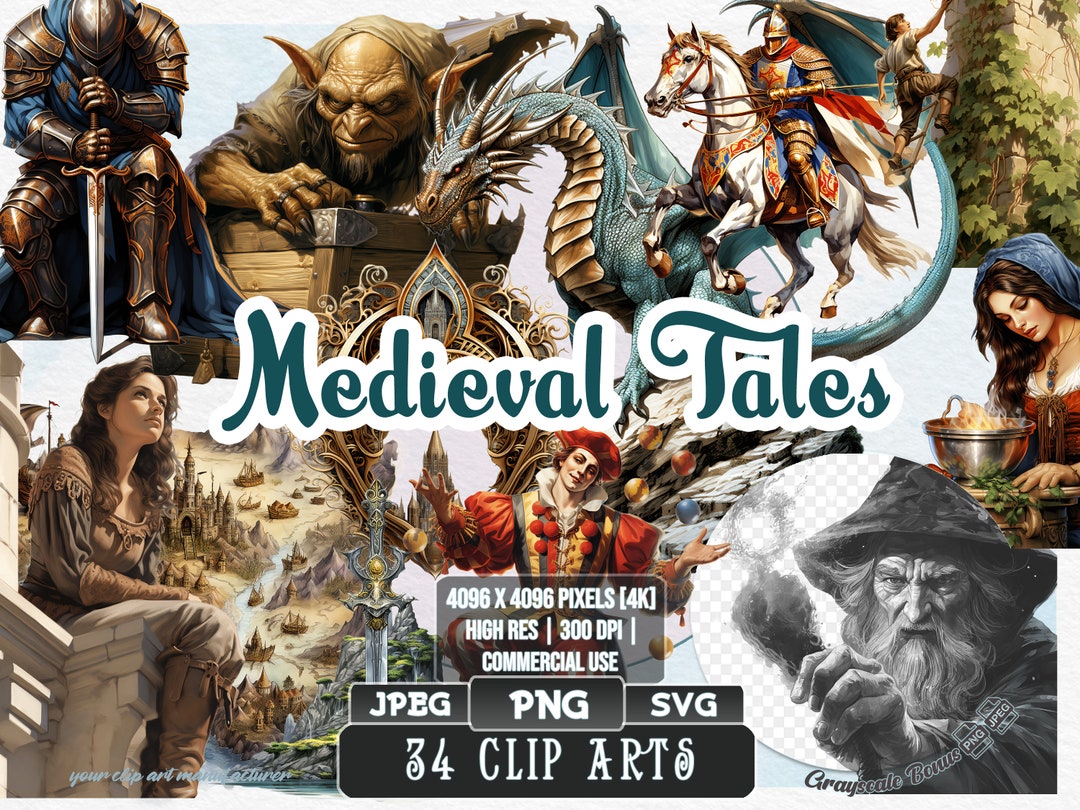 Medieval Tales - Middle Ages Clip Art | 5 Digital File Types | Color ...