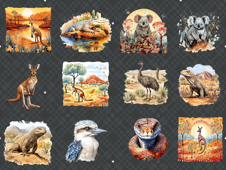 Australian Animals Clip Art Transparent 5 Digital File Types Color ...