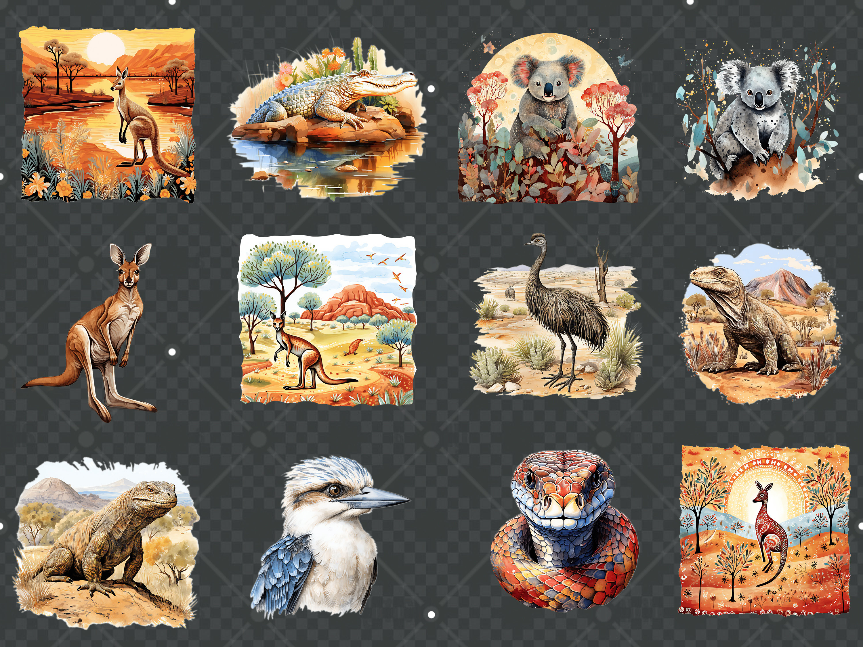 Australian Animals Clip Art Transparent 5 Digital File Types Color ...
