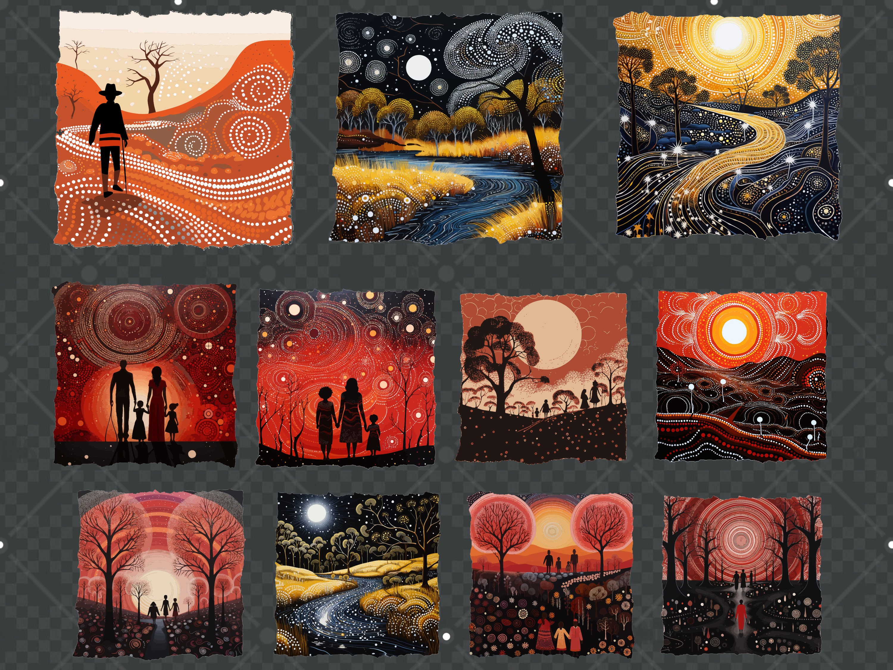 Aboriginal Art - Clip Art Transparent | 5 Digital File Types | Color ...