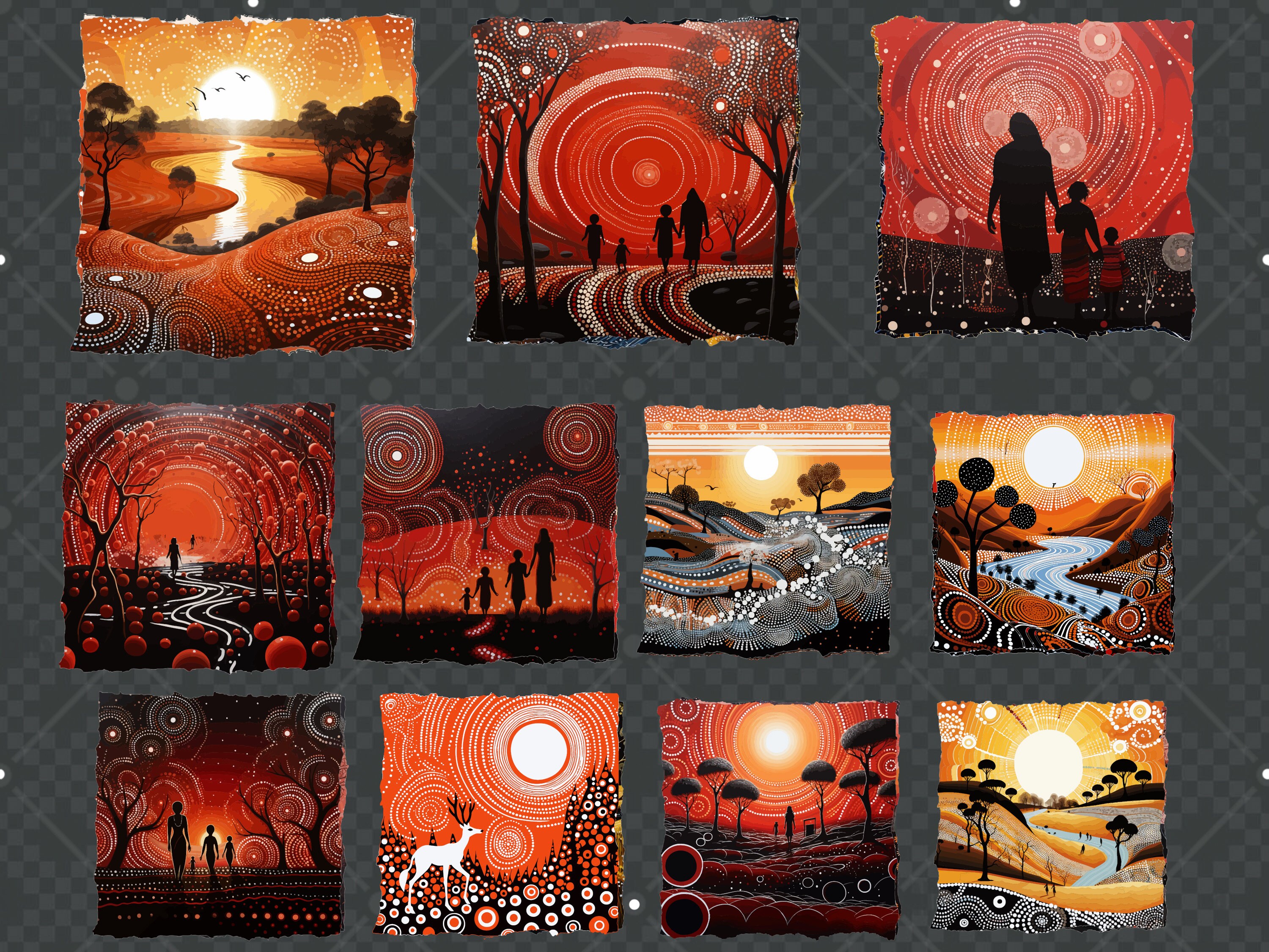 Aboriginal Art - Clip Art Transparent | 5 Digital File Types | Color ...