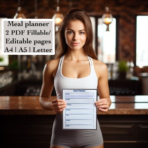 Printable Meal Planner & Grocery List Set - Fillable PDF | A4, A5, US ...