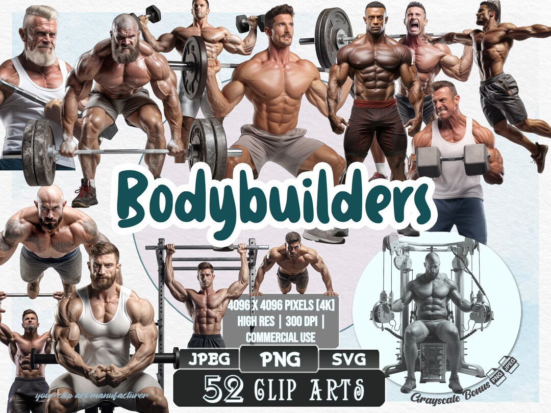 52 Bodybuilders-fitness and Bodybuilding | 5 Digital File Types | Color ...