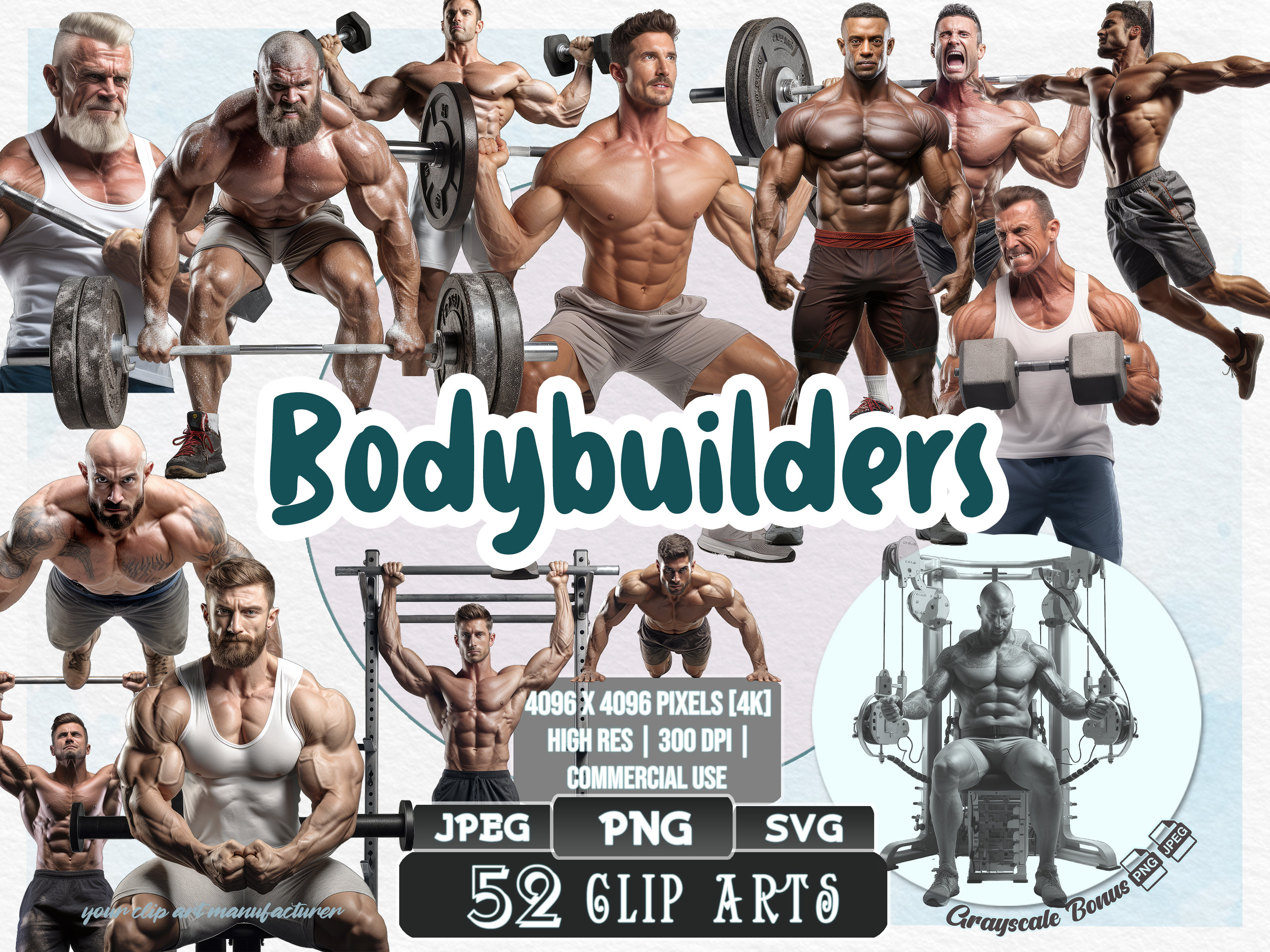 52 Bodybuilders-fitness and Bodybuilding 5 Digital File Types Color ...