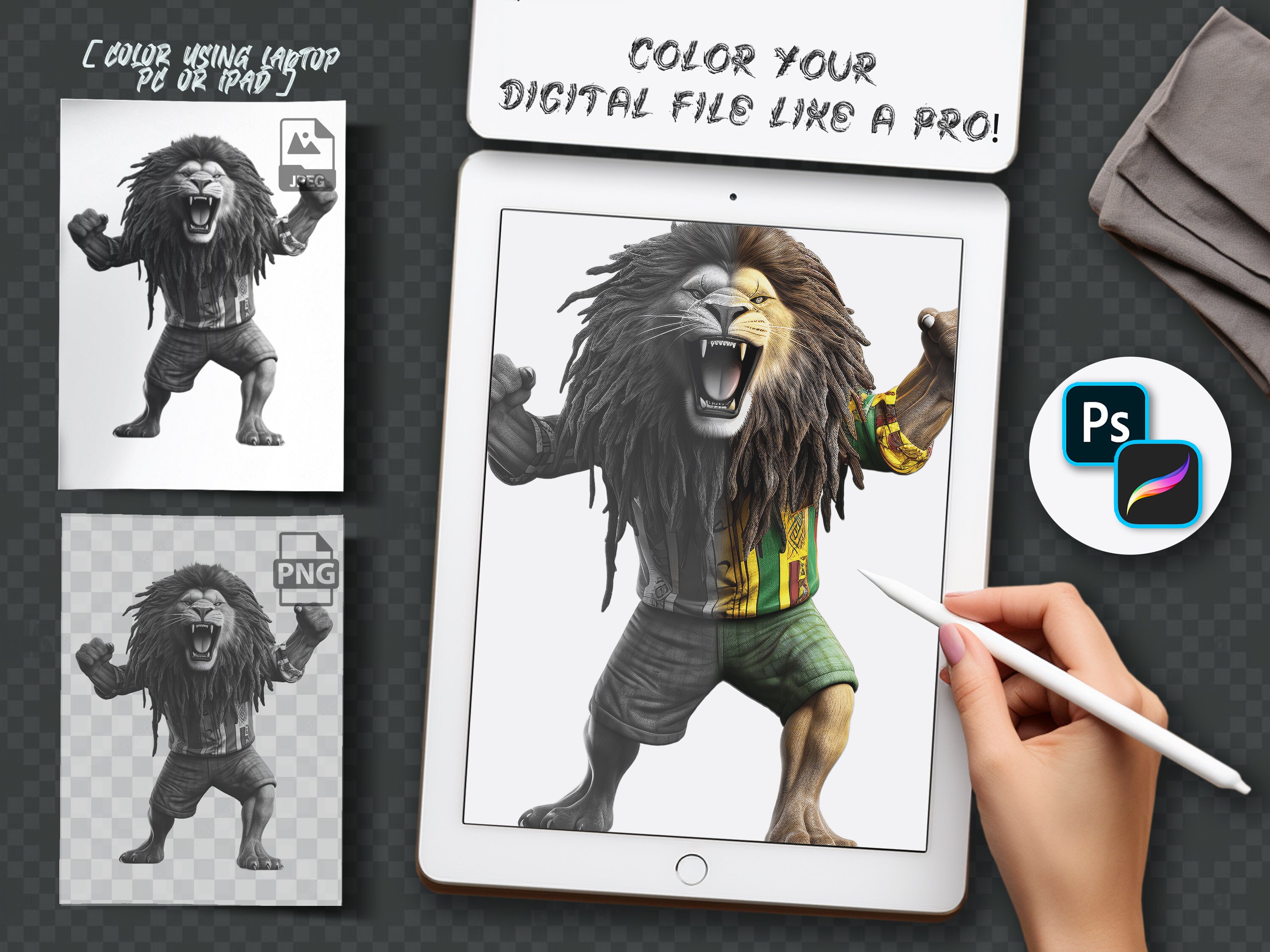32 Rasta Lion - Reggae Clip Art | 5 Digital File Types | Color ...