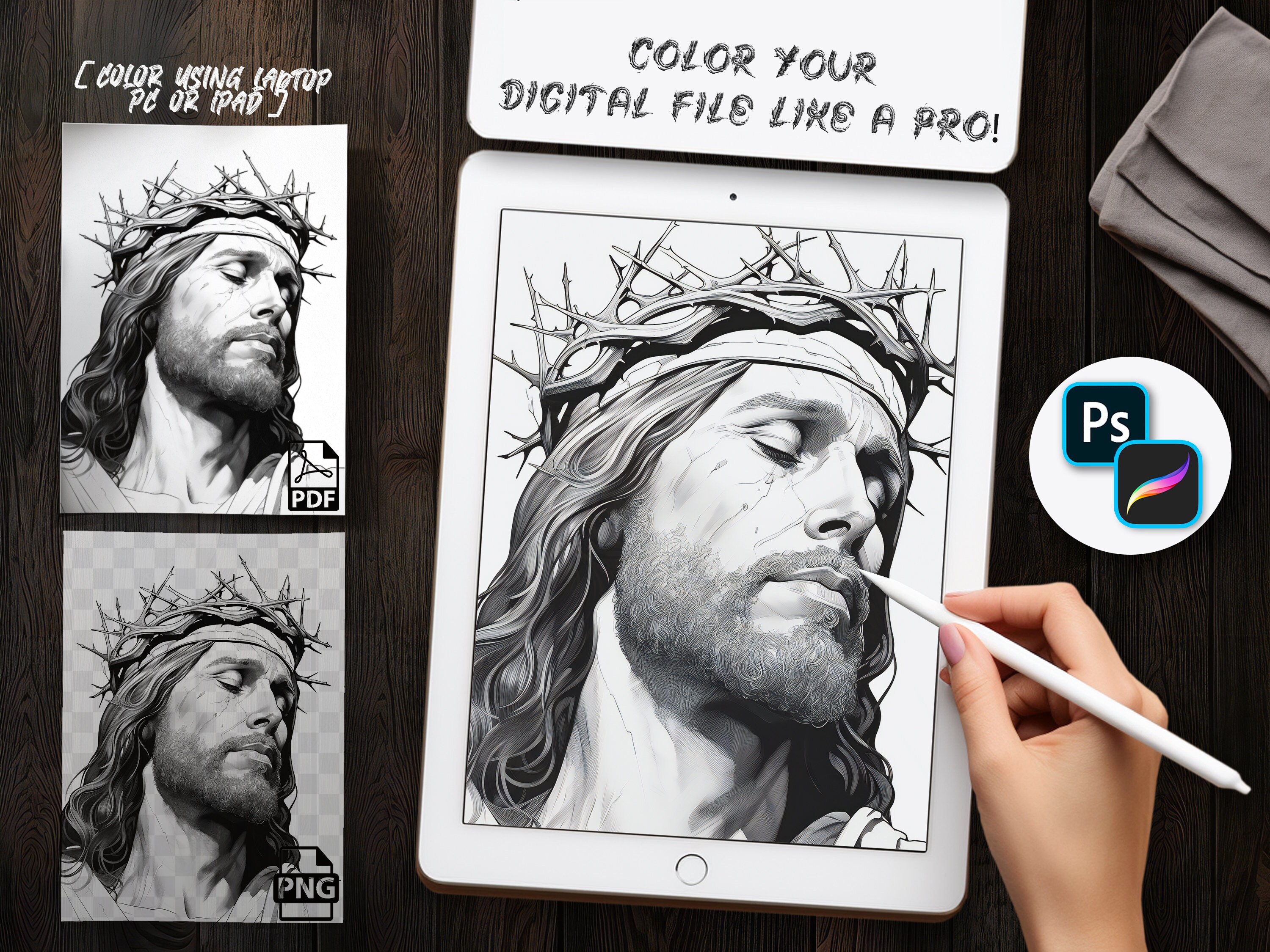 67 Pages of Jesus Christ | Coloring Book Pages | 4 Different Versions ...