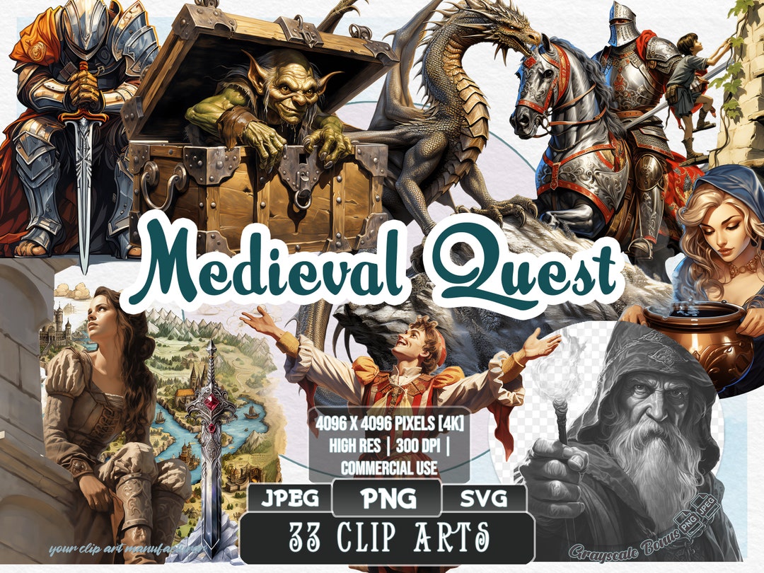 Medieval Quest - Middle Ages Clip Art | 5 Digital File Types | Color ...