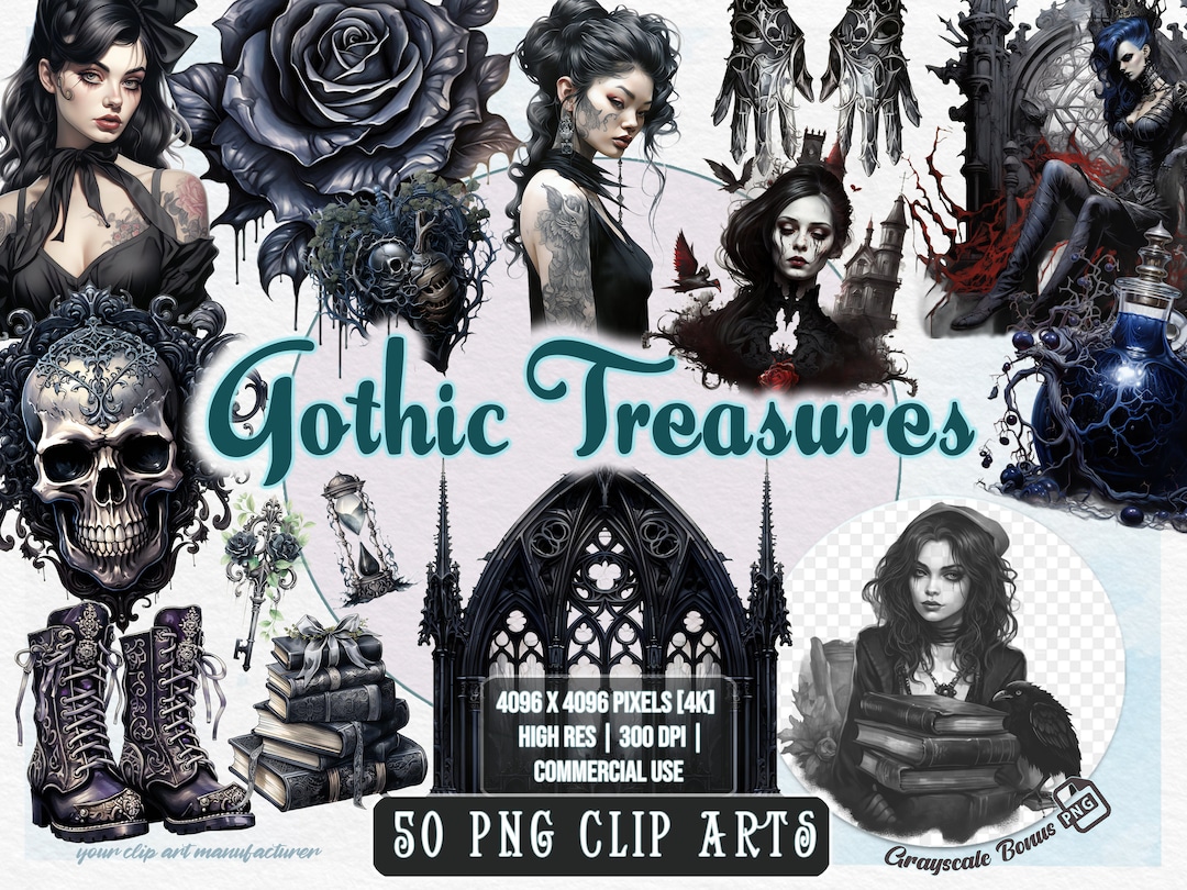 Gothic Treasures Clip Art Transparent 5 Digital File Types Color ...