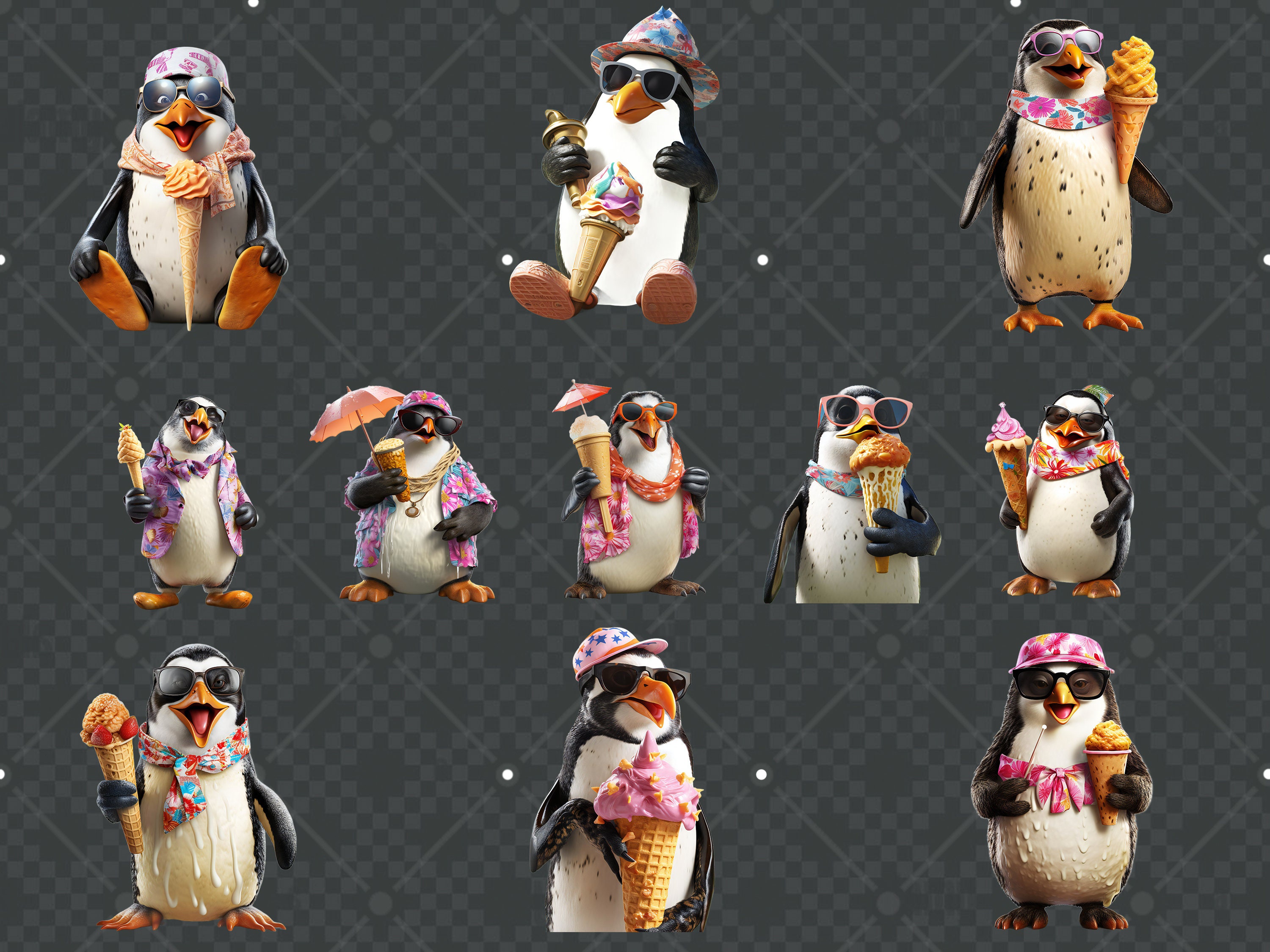 22 Icy Penguin - Ice Cream Clip Art | 5 Digital File Types | Color ...