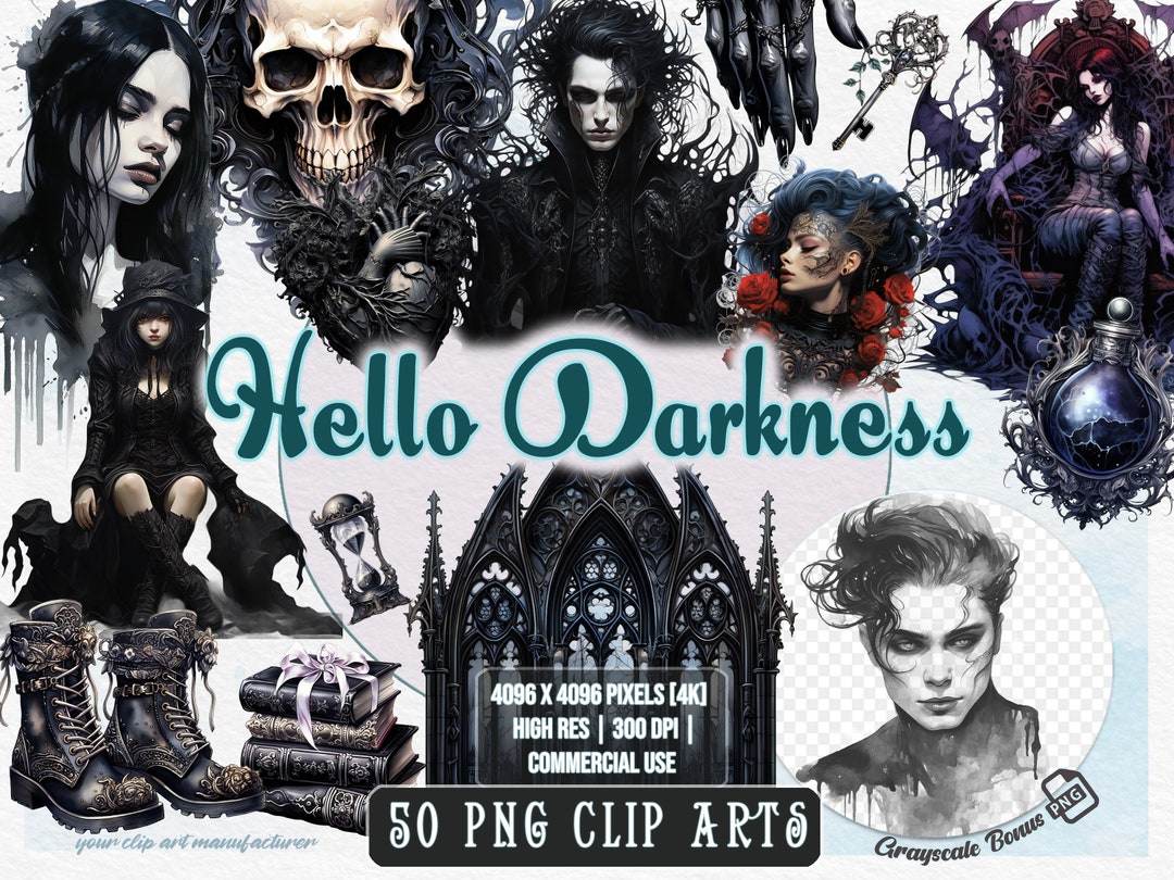 Hello Darkness - Clip Art Transparent | 5 Digital File Types | Color ...