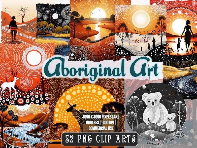 Aboriginal Art - Clip Art Transparent | 5 Digital File Types | Color ...