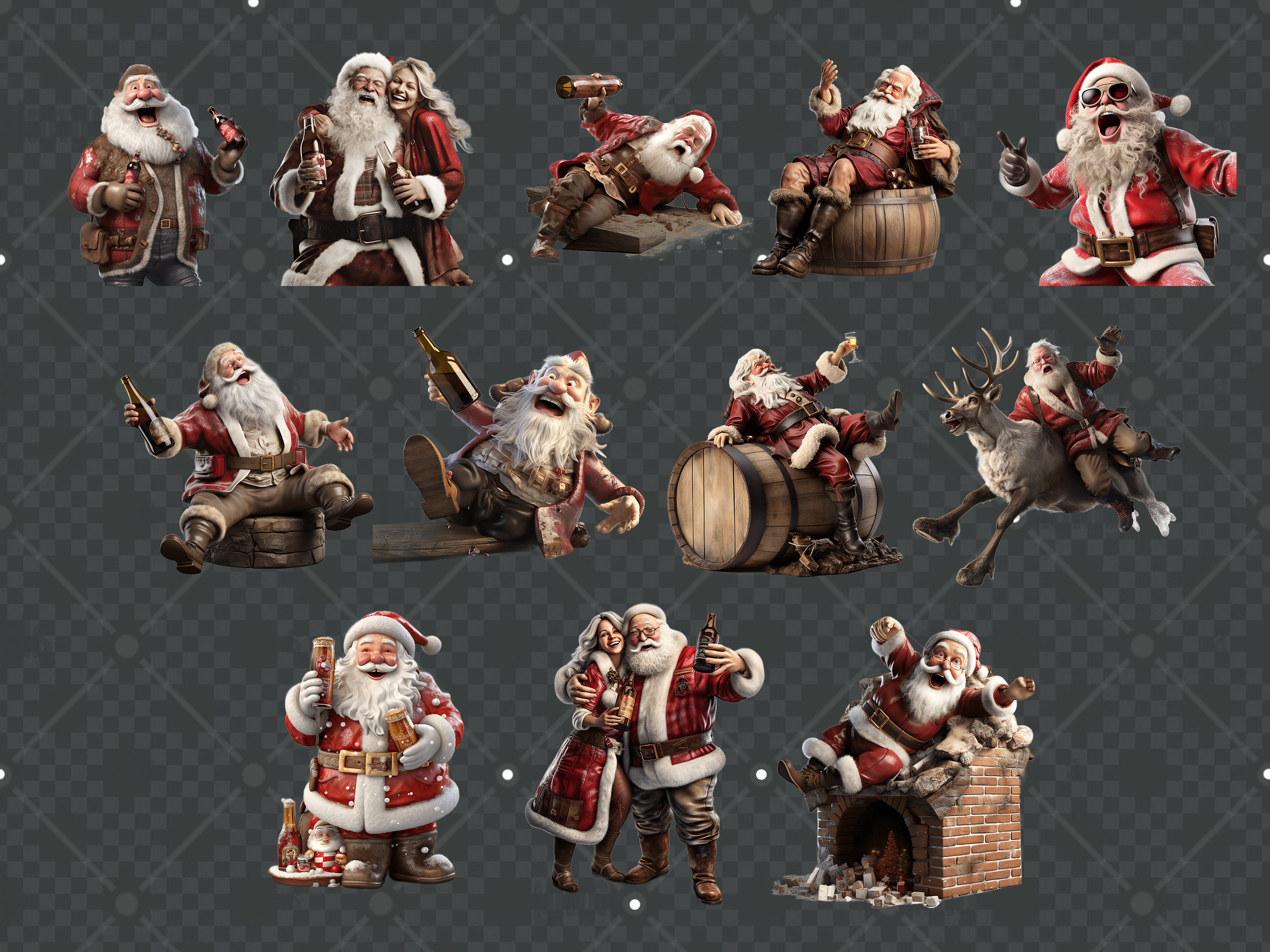 54 Tipsy Santa - Christmas Clip Art | 5 Digital File Types | Color ...