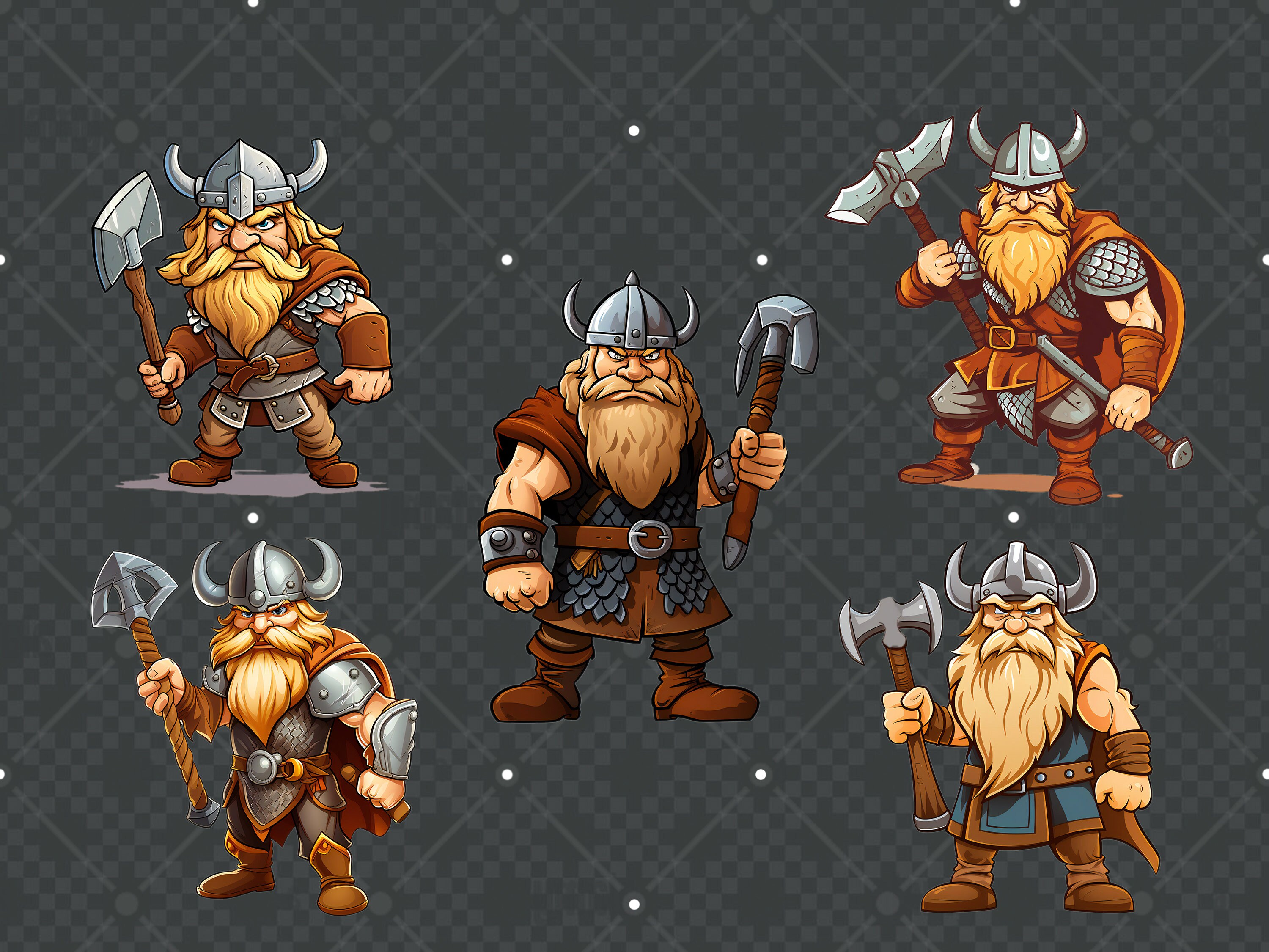 Mad Vikings - Clip Art Transparent | 5 Digital File Types | Color ...