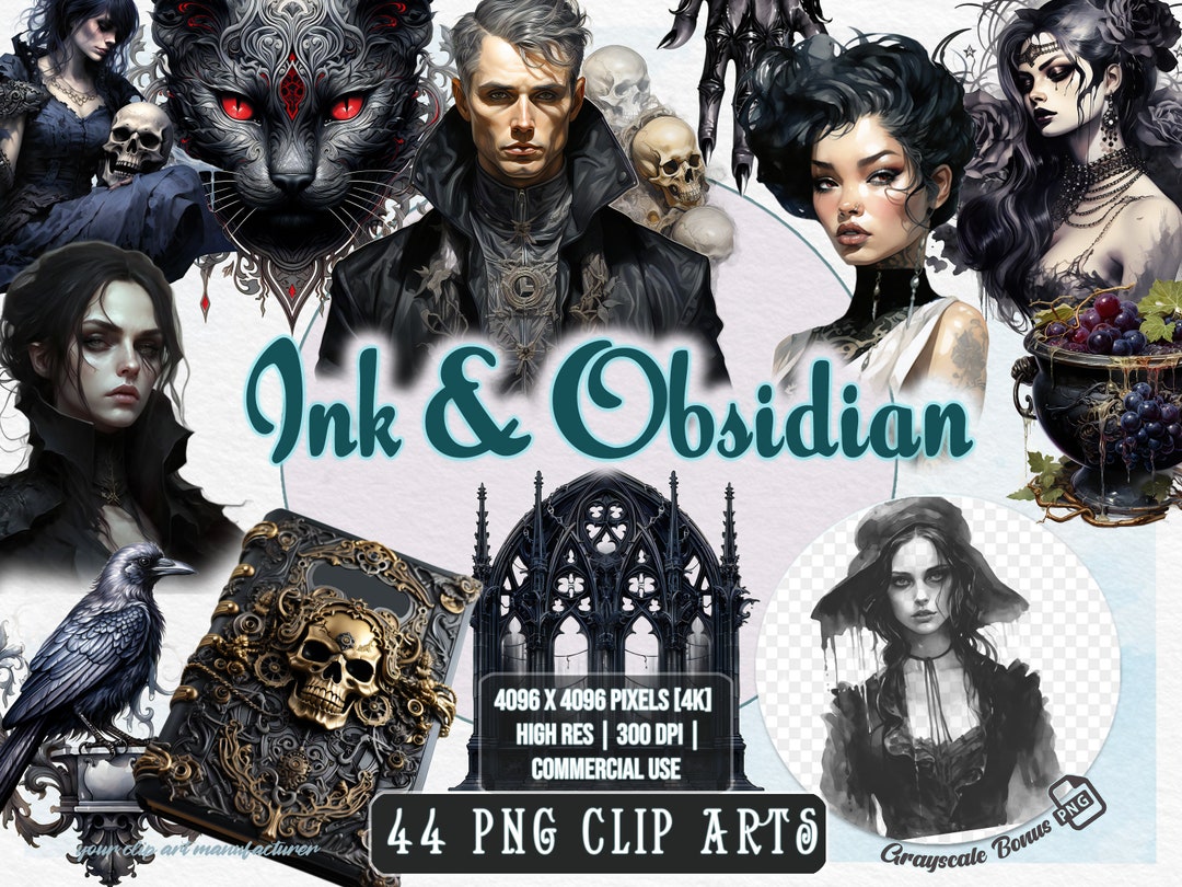 Ink and Obsidian - Clip Art Transparent | 5 Digital File Types | Color ...