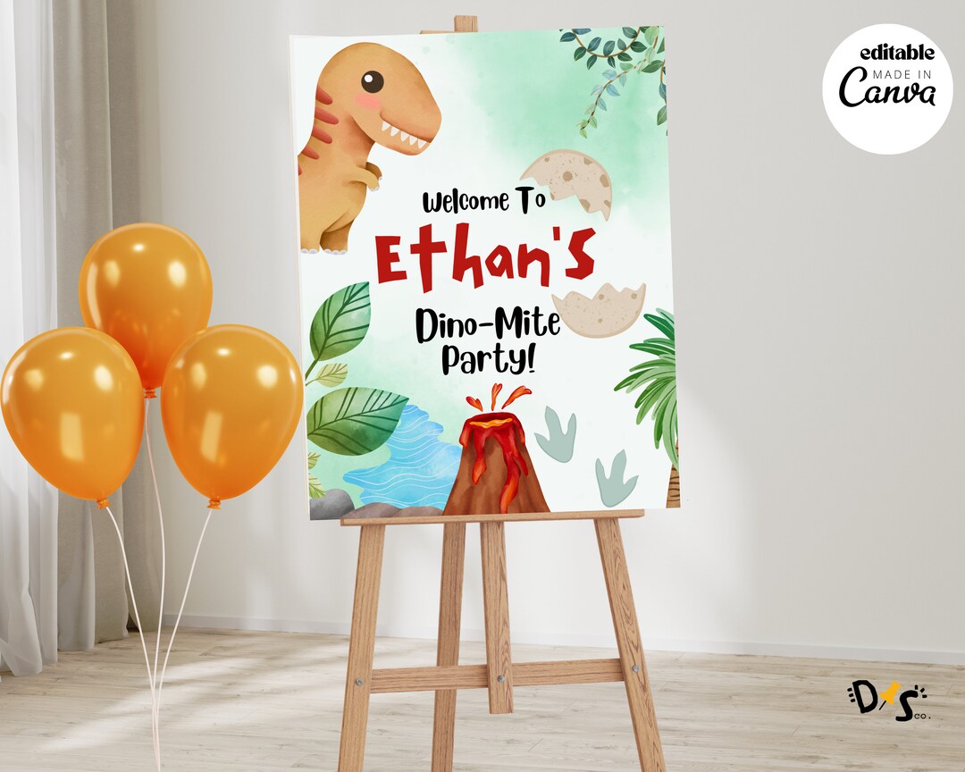 Printable and Editable Dinosaur Themed Welcome Sign Dino-mite - Etsy